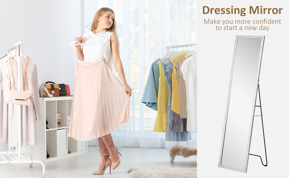 HOMCOM Full Length Mirror Free Standing Mirror Dressing Mirror with PS ...