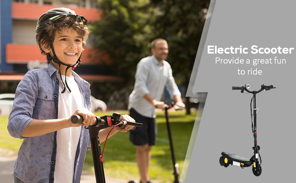 HOMCOM Foldable Electric Scooter, with LED Headlight, for Ages 7-14 ...
