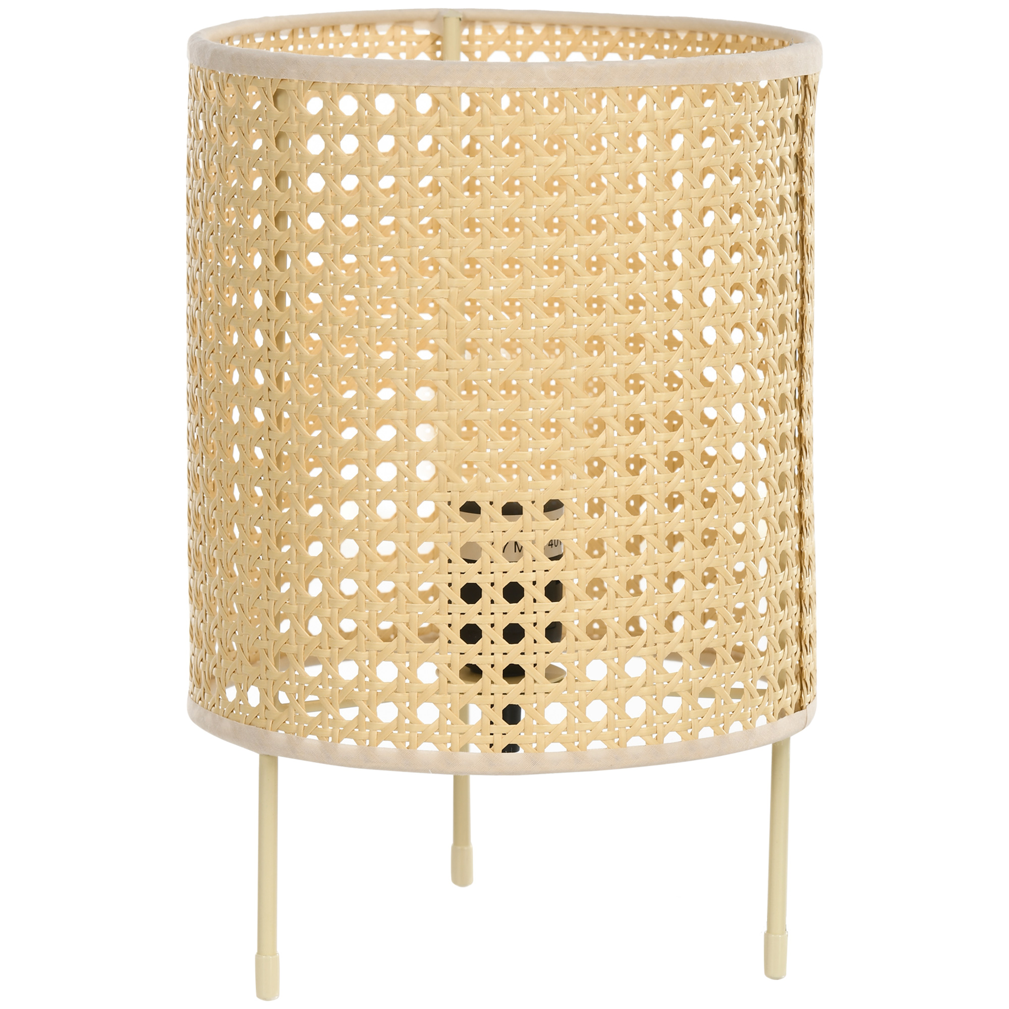 HOMCOM Candeeiro de Mesa com Ecrã de Vime Sintético Tecido a Mão para ...