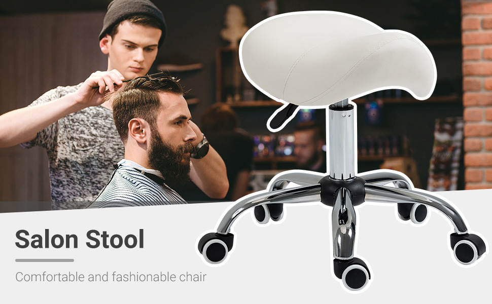 HOMCOM Cosmetic Stool 360° Rotate Height Adjustable Salon Massage Spa ...