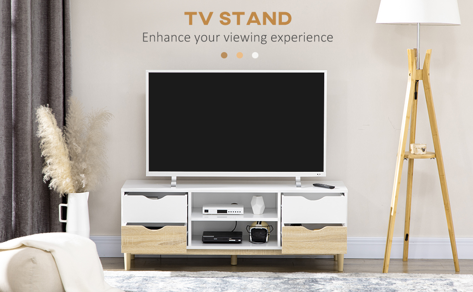 HOMCOM Modern TV Stand Unit for TVs up to 55" with Storage Shelves and ...