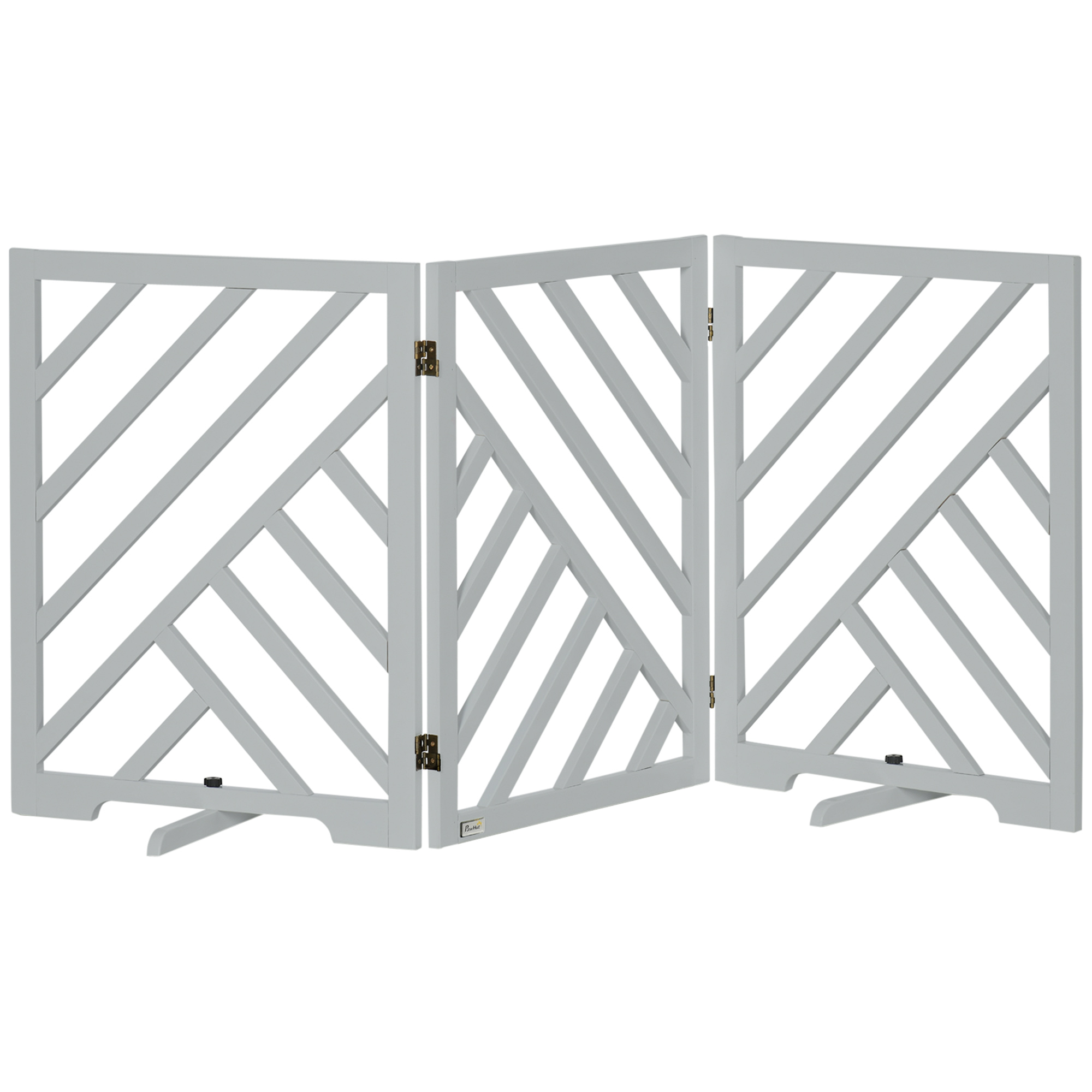 PawHut Dog Gate, Freestanding Pet Gate, Folding Wooden Puppy Fence ...