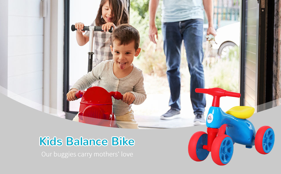 HOMCOM Toddler Training Walker Balance Ride-On Toy with Rubber Wheels ...