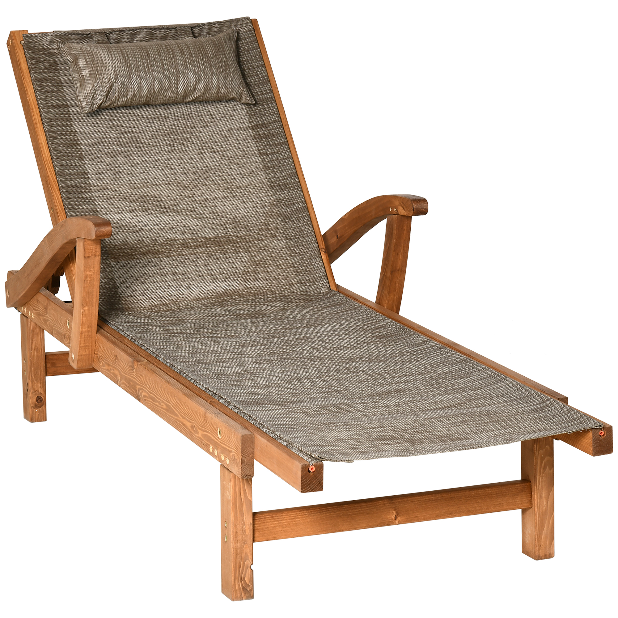 Outsunny Outdoor-Gartenliege, Sonnenliege, Massivholz, wetterbeständig ...