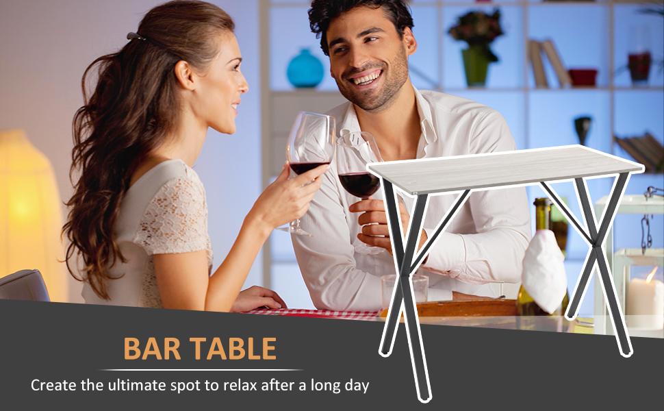 HOMCOM 120 cm Rectangular Bar Table for 4 People, Modern Kitchen Table ...