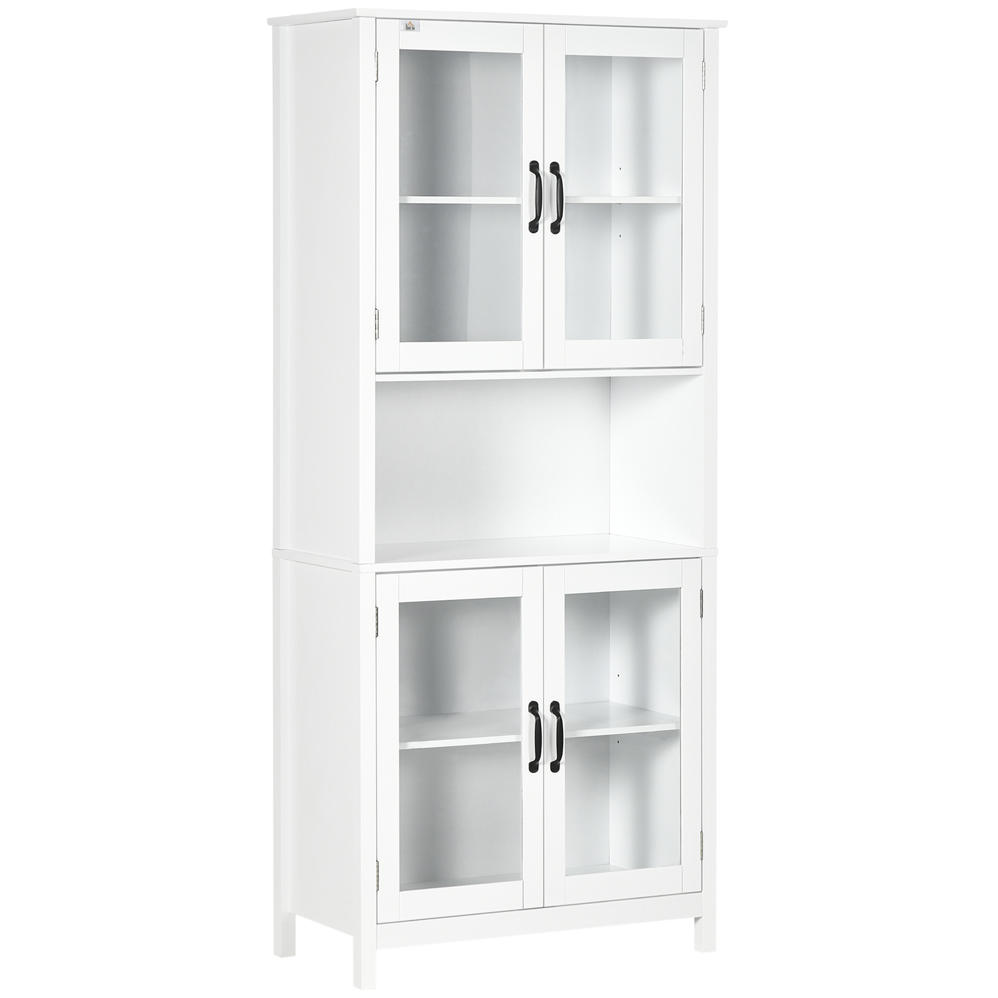 HOMCOM Buffet haut armoire de cuisine 4 portes vitrées et 1 niche ...