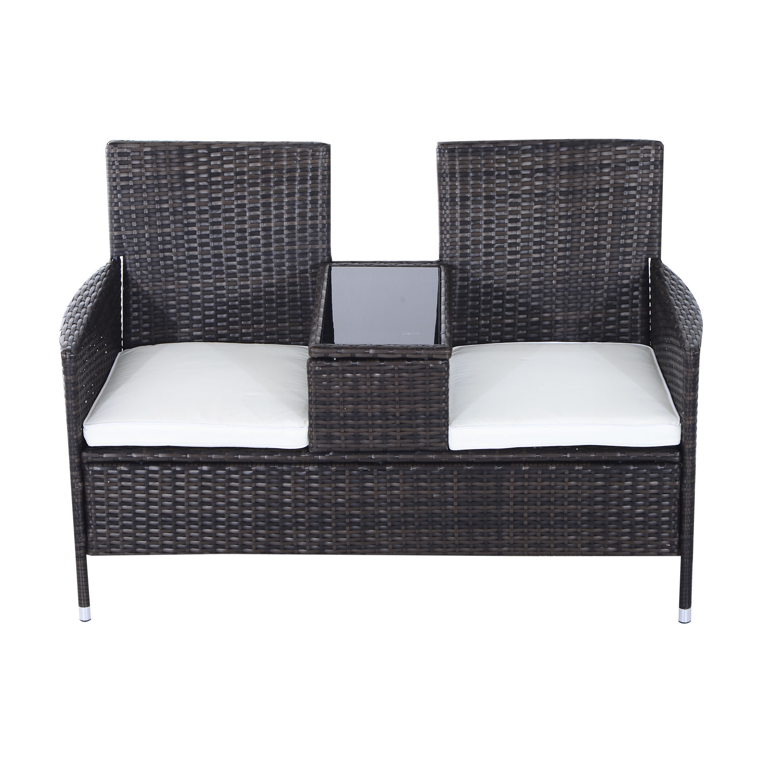 Outsunny Rattan Chair Furniture Set 2 Seater Companion Seat Weave ...