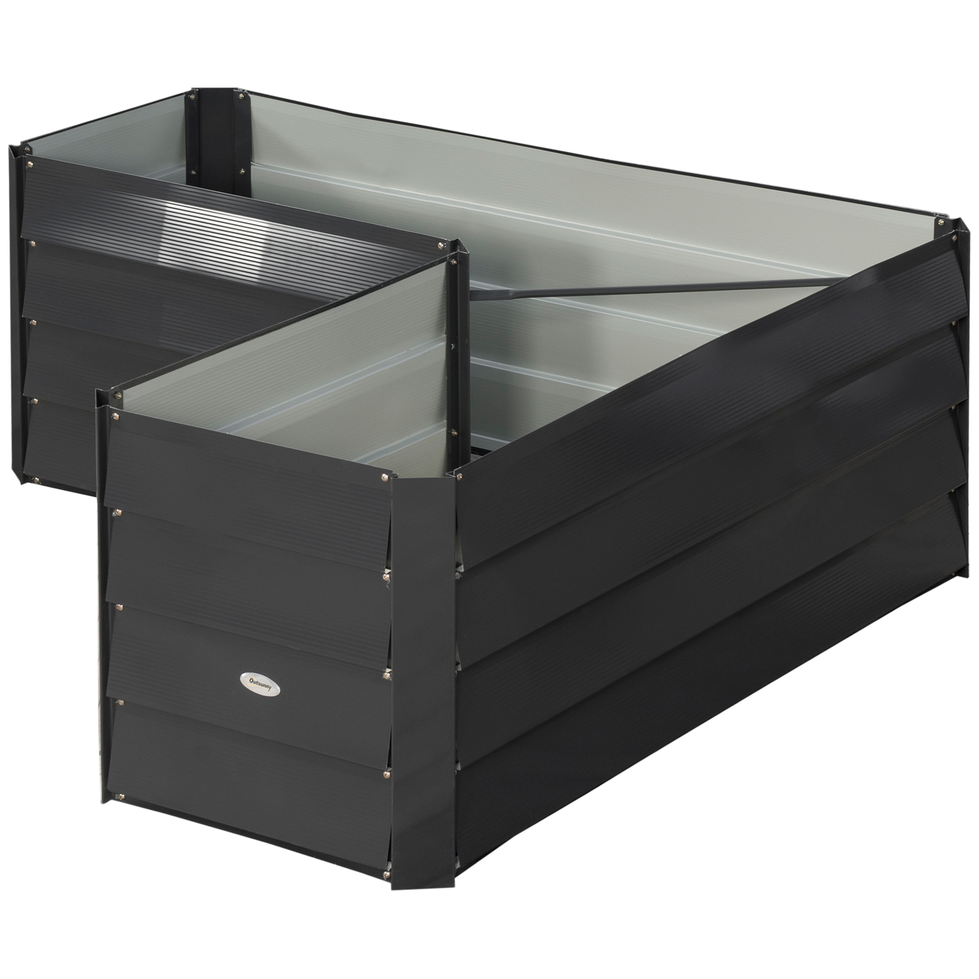 Outsunny Carré potager de jardin jardinière d'angle en L sans fond ...