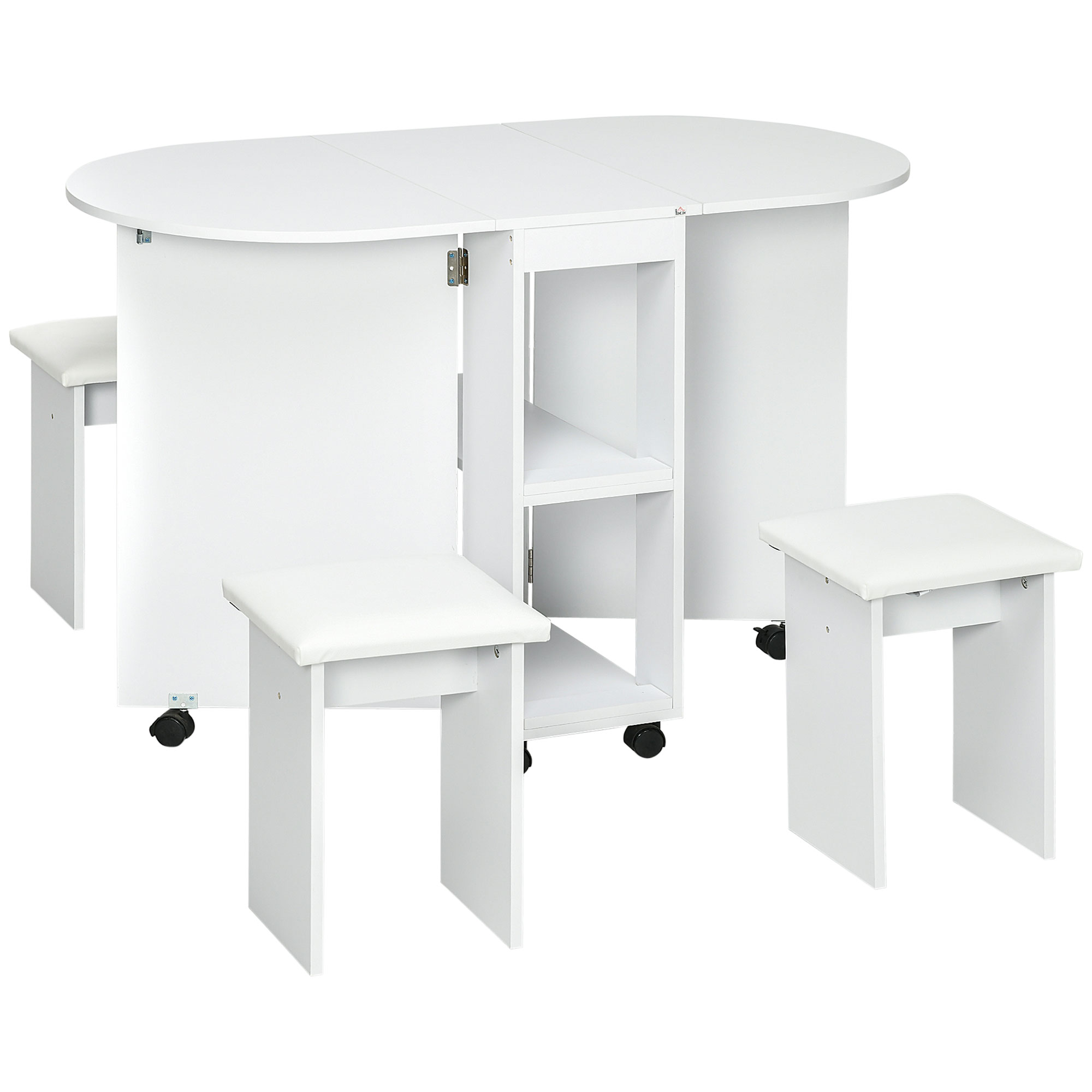 HOMCOM Mesa de Comedor Plegable con Ruedas Mesa de Cocina con Alas ...