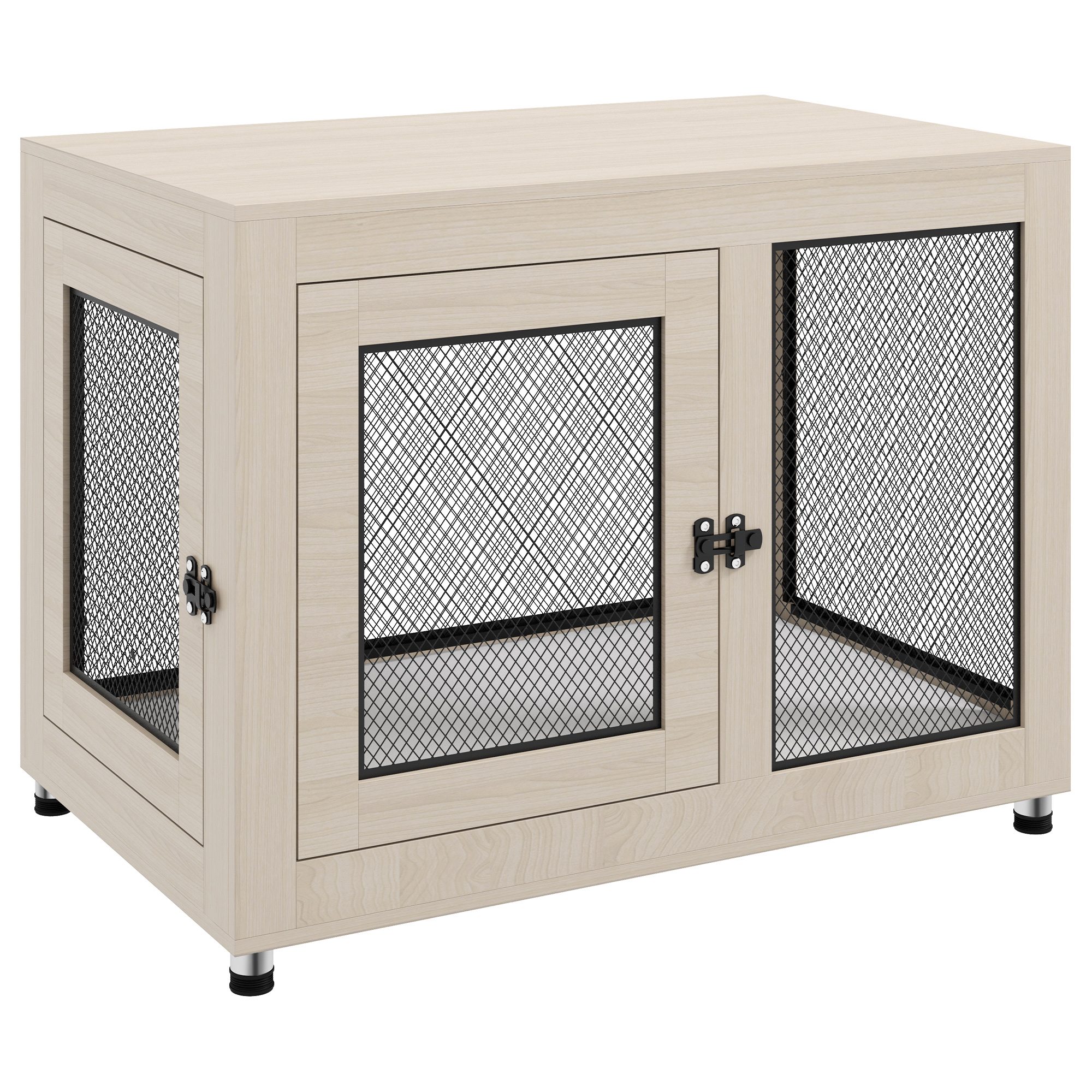 PawHut 2-in-1 Dog Cage & Side Table, with Two Doors, Cushion, for Large ...