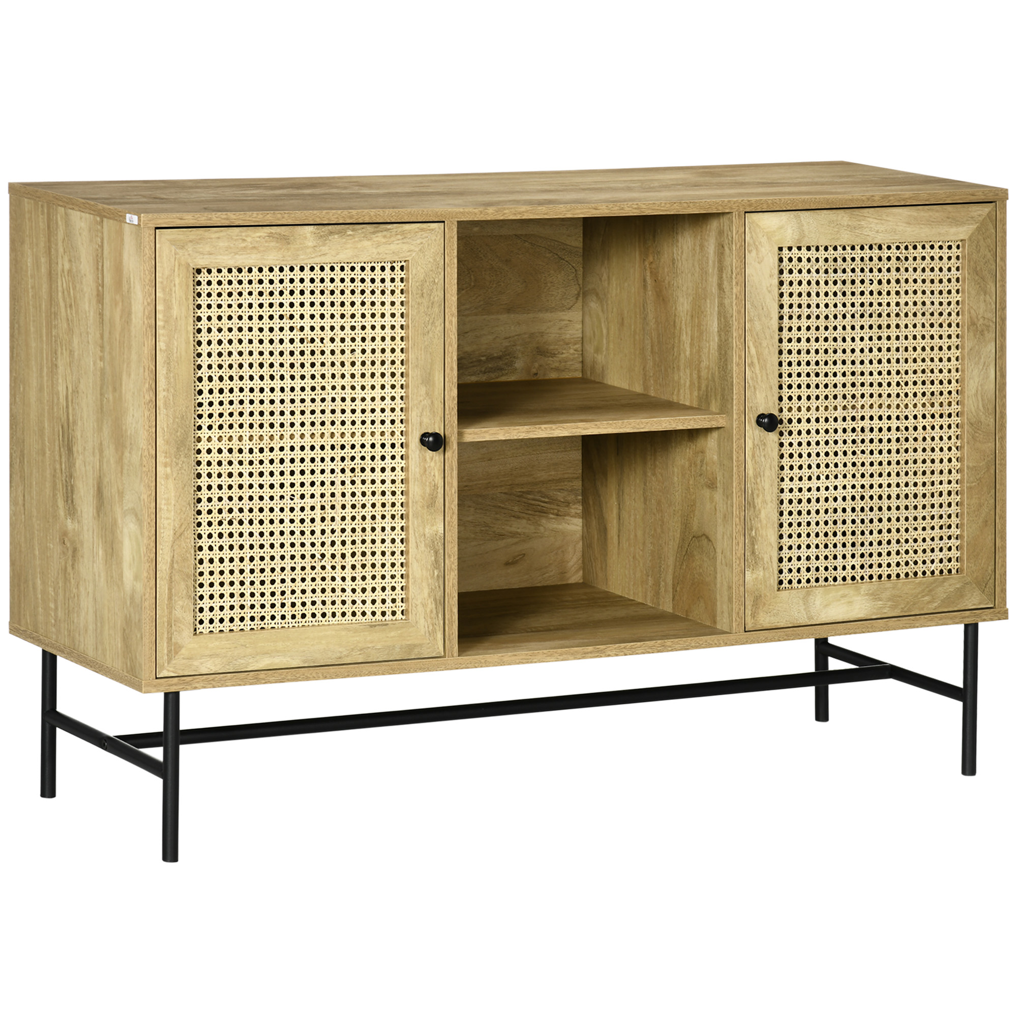 HOMCOM Boho design keukenkast, dressoir, 2 open planken, 2 kasten ...