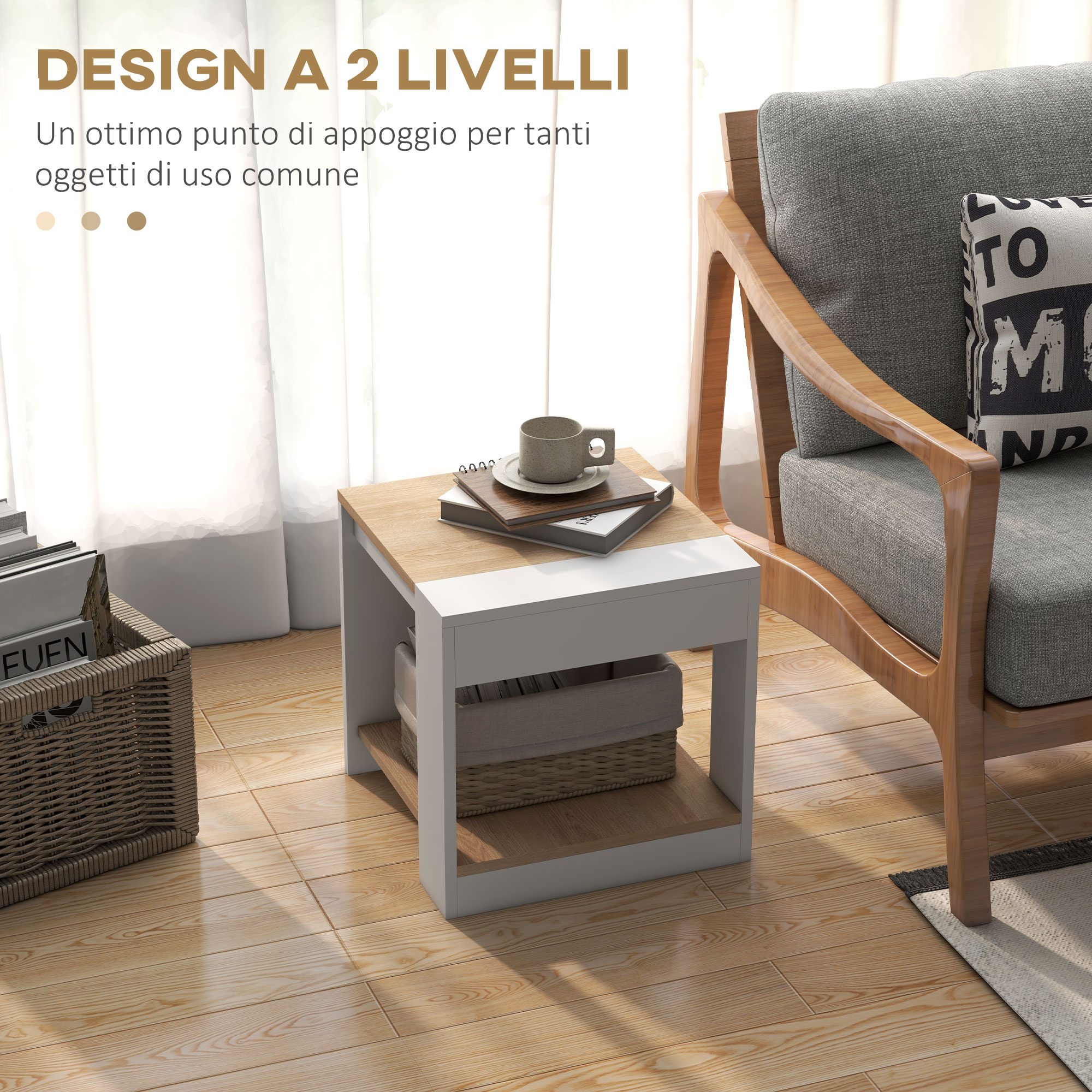 HOMCOM Set da 2 Tavolini da Soggiorno con Design a Due Livelli | Aosom ...