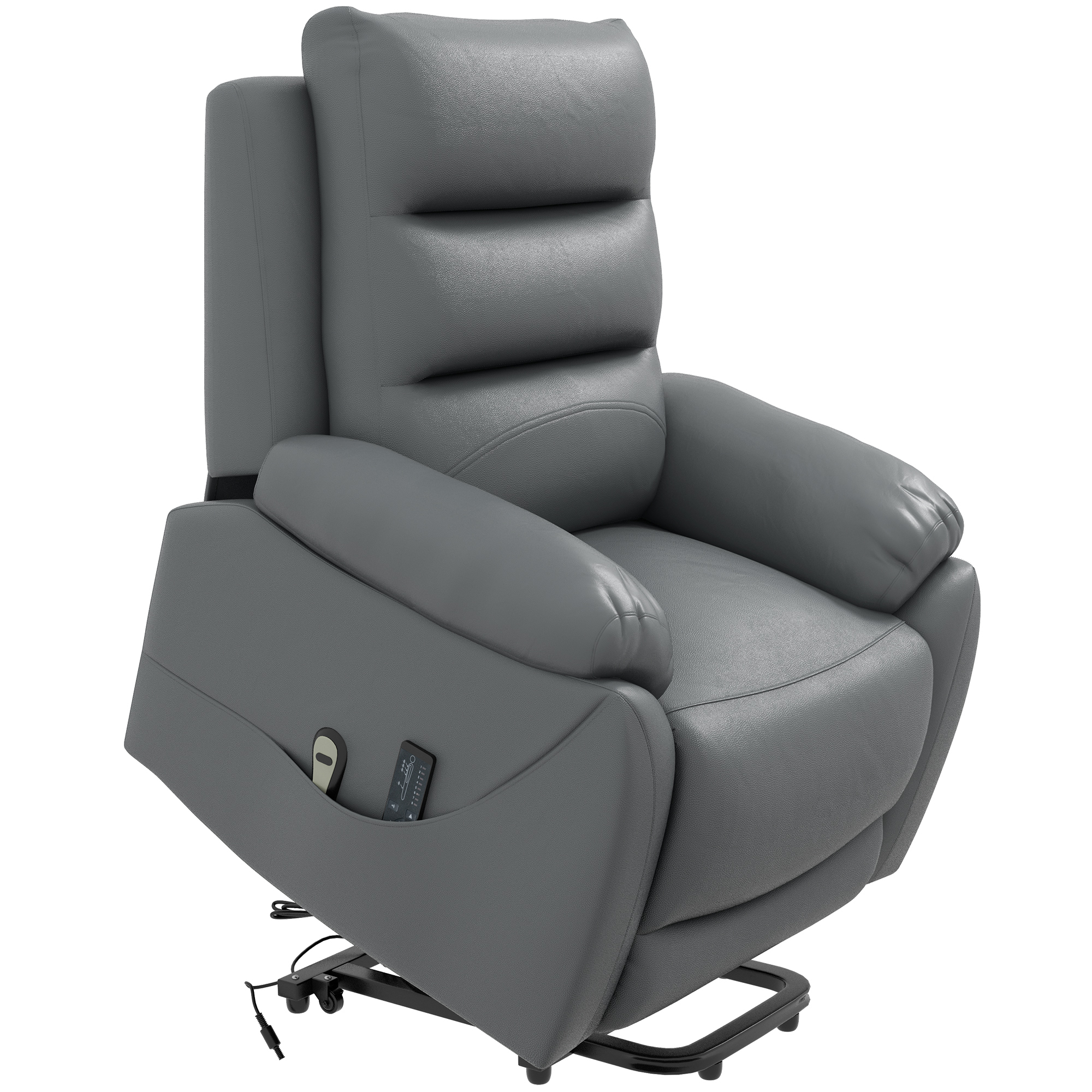 Homcom Pu Recliner Chair With Footrest, Headrest, Round Wood Base ...