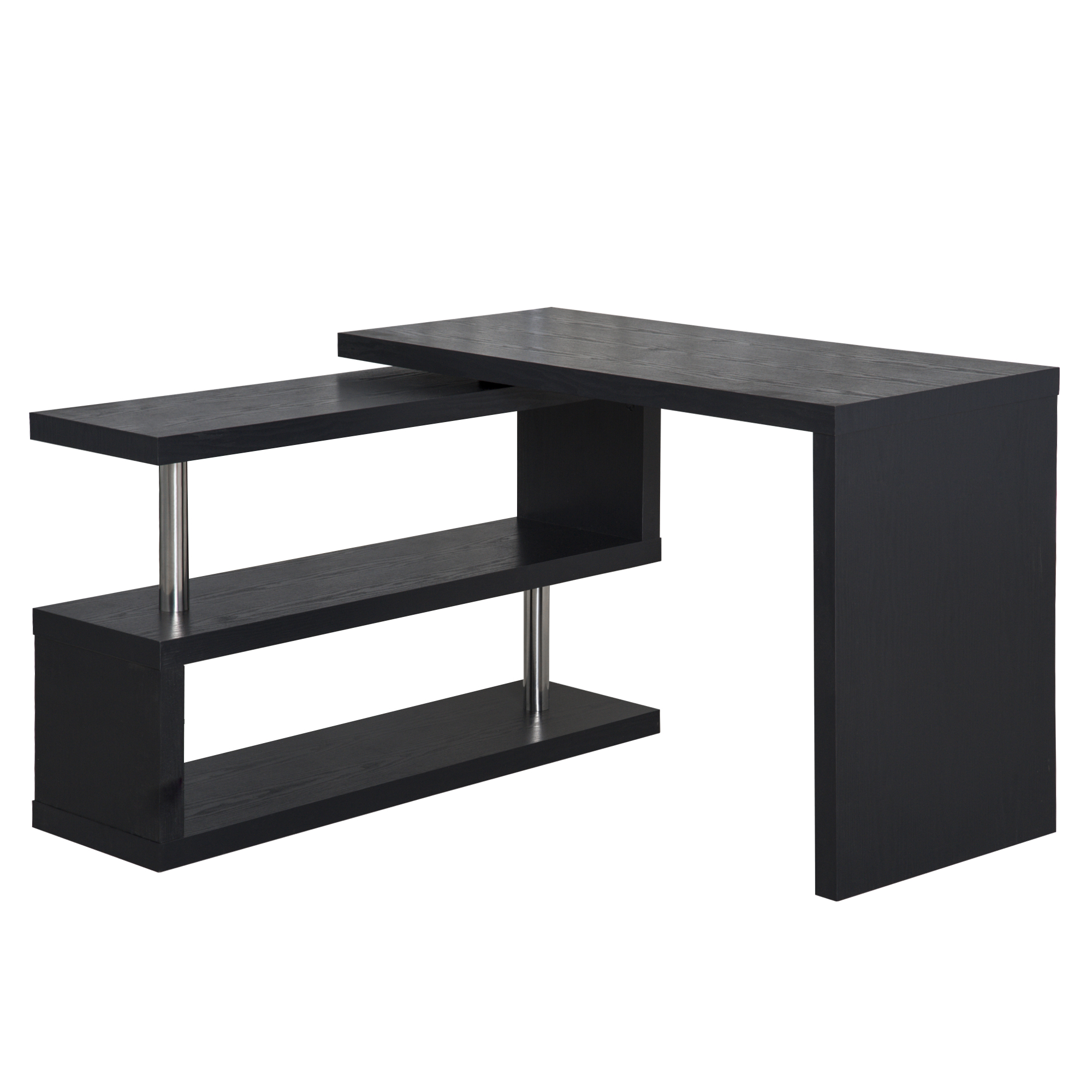 HOMCOM Black Corner Desk, 360° Rotating Home Office Writing Table ...