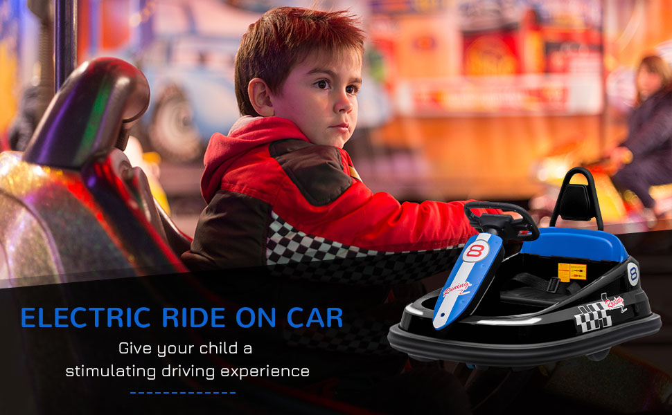 HOMCOM Electric Kids Bumper Car, 6V 360-Degree Rotation Waltzer Car ...
