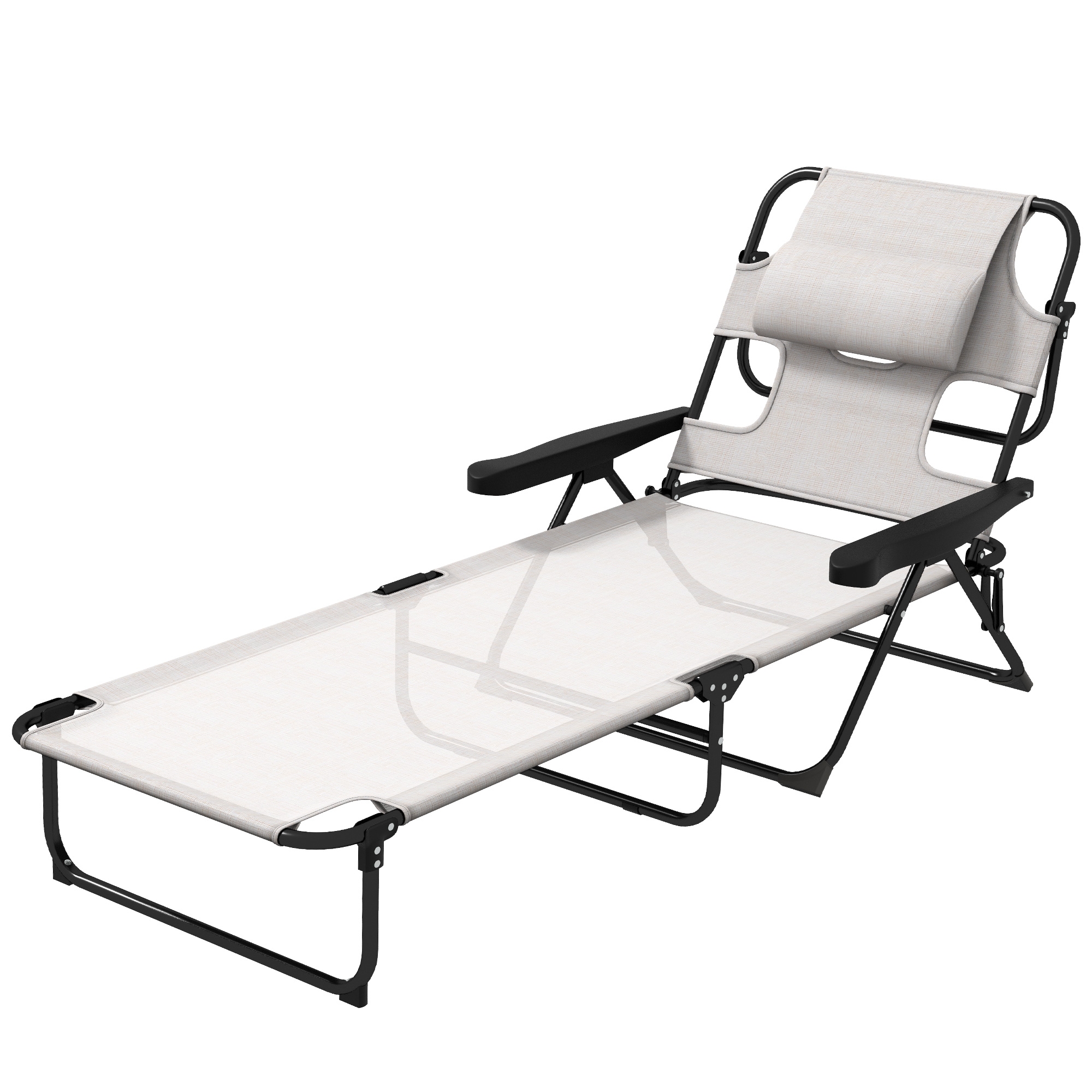Outsunny Tumbona de Jardín Plegable con Respaldo Ajustable en 4 Niveles ...