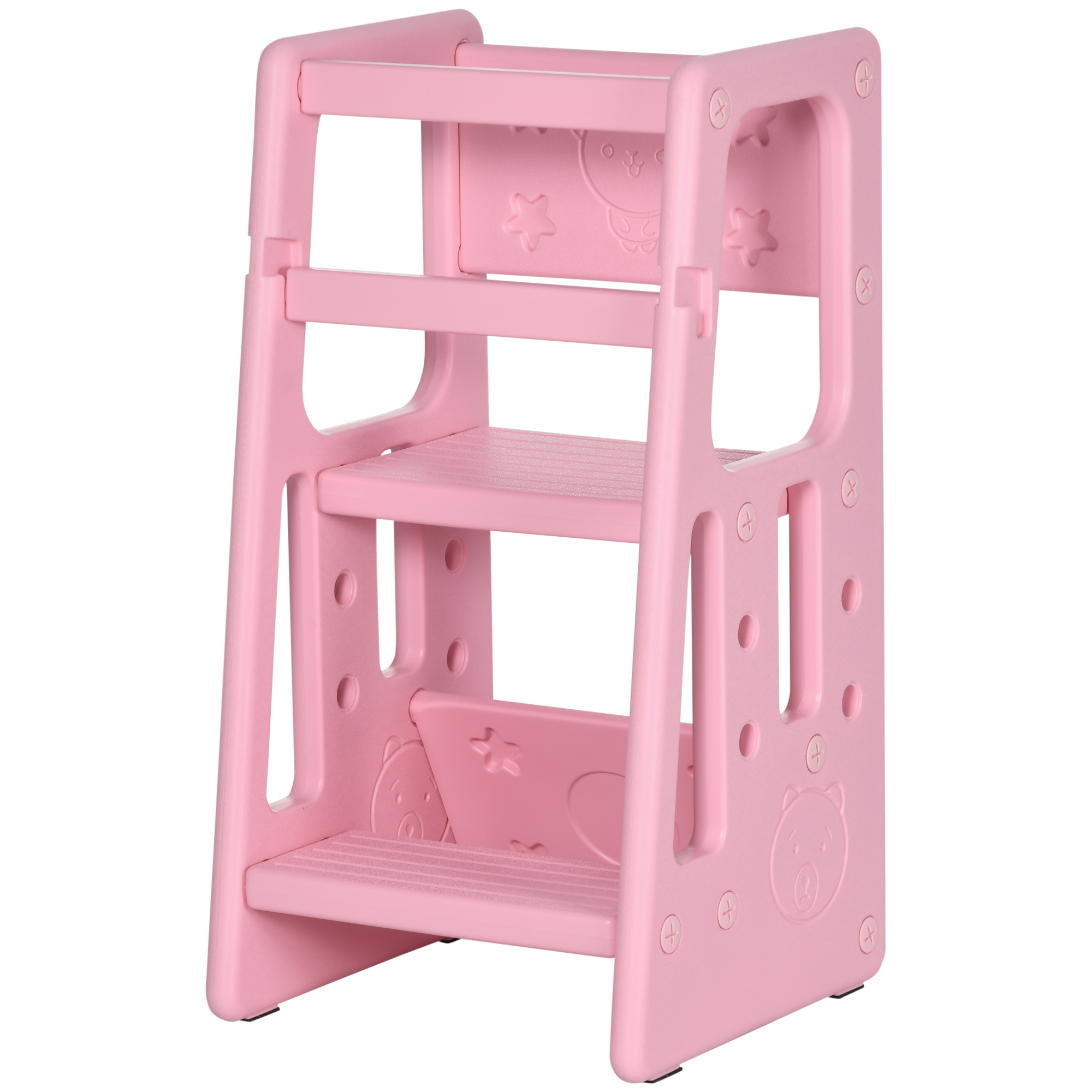 HOMCOM Scaletta per Bambini 18-60 Mesi 3 Livelli in HDPE Rosa | Aosom Italy