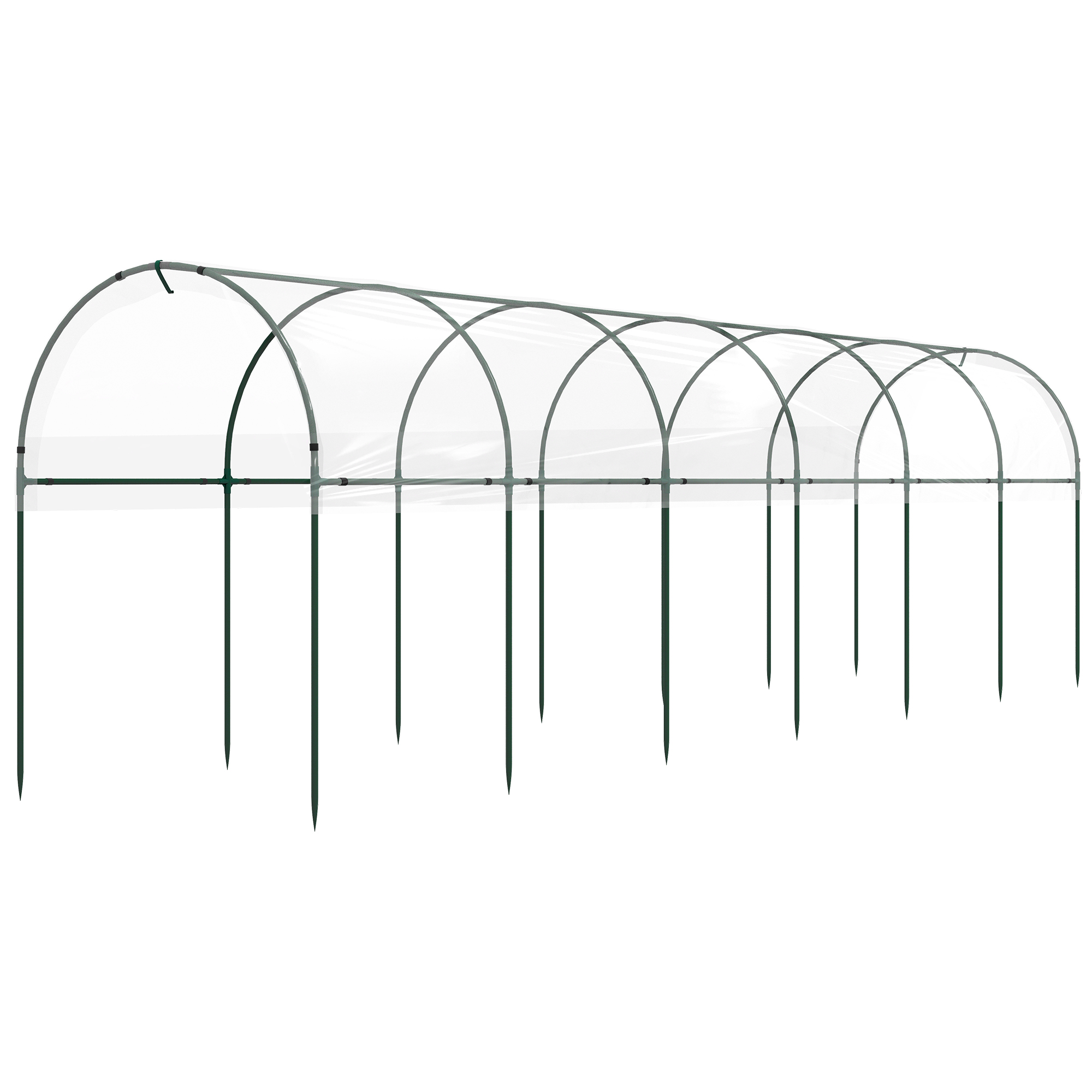 Outsunny Serre de jardin serre à tomates 7 arceaux en acier bâche en ...