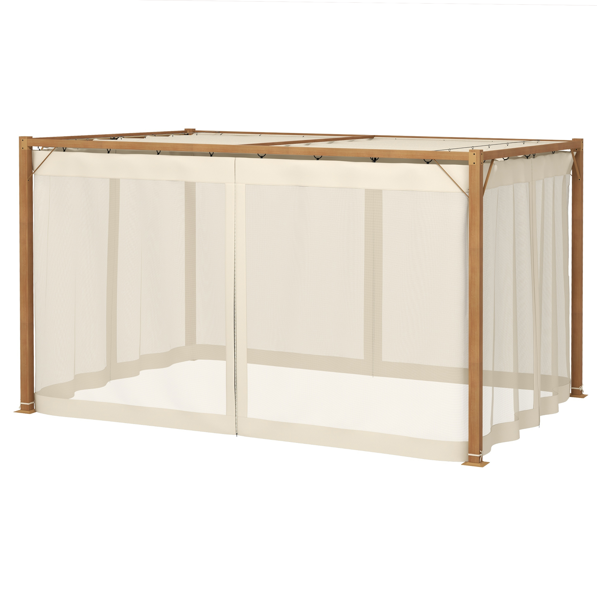 Outsunny Pérgola de Jardín 4x3 m con Techo Retráctil Mosquiteras ...