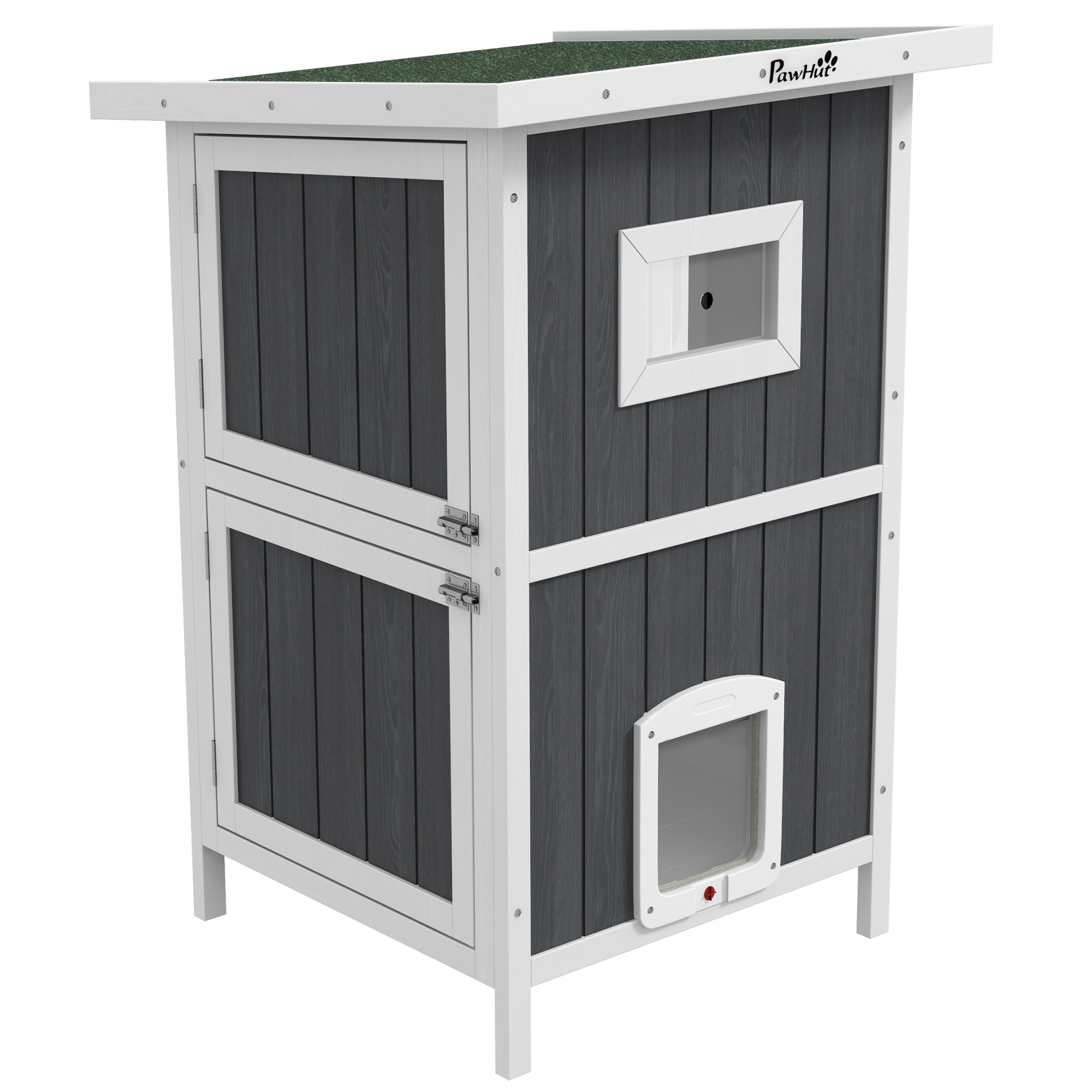 PawHut Katzenhuis Kattenhut Kattenhol, Outdoor, weerbestendig, 60 x 60 ...