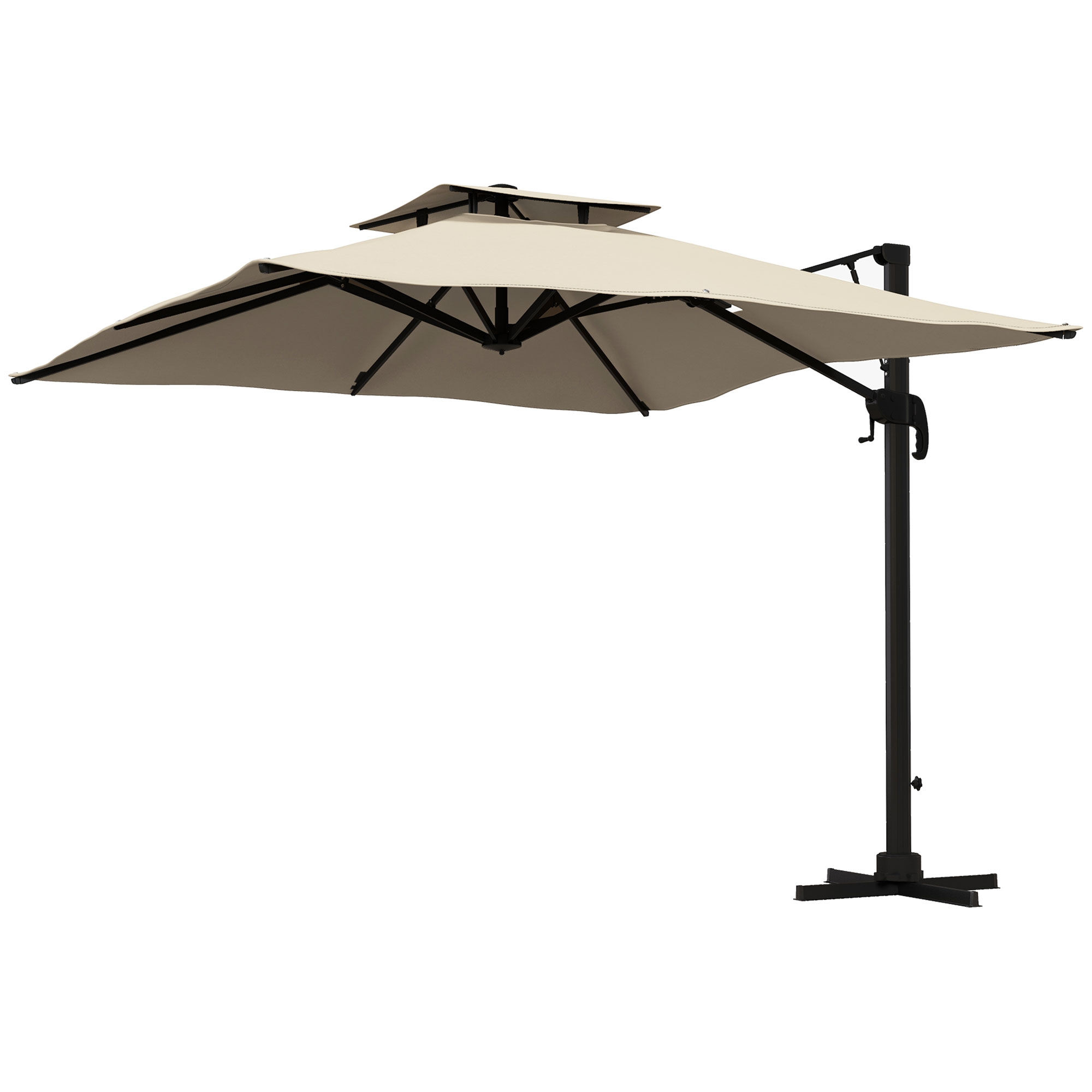 Outsunny Parasol ogrodowy, odporny na warunki atmosferyczne, z 1 korbką, 2,94 x 2,94 x 2,7 m ...