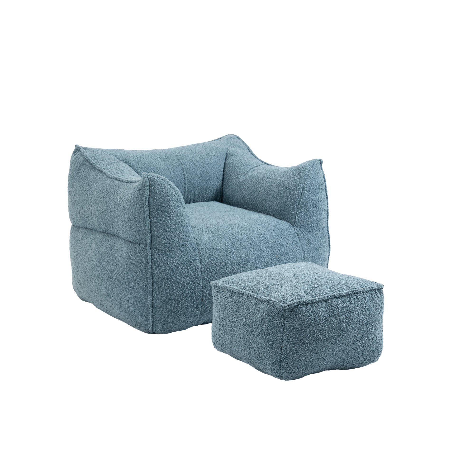 Bouclé-Sitzsack Blau | Aosom.de