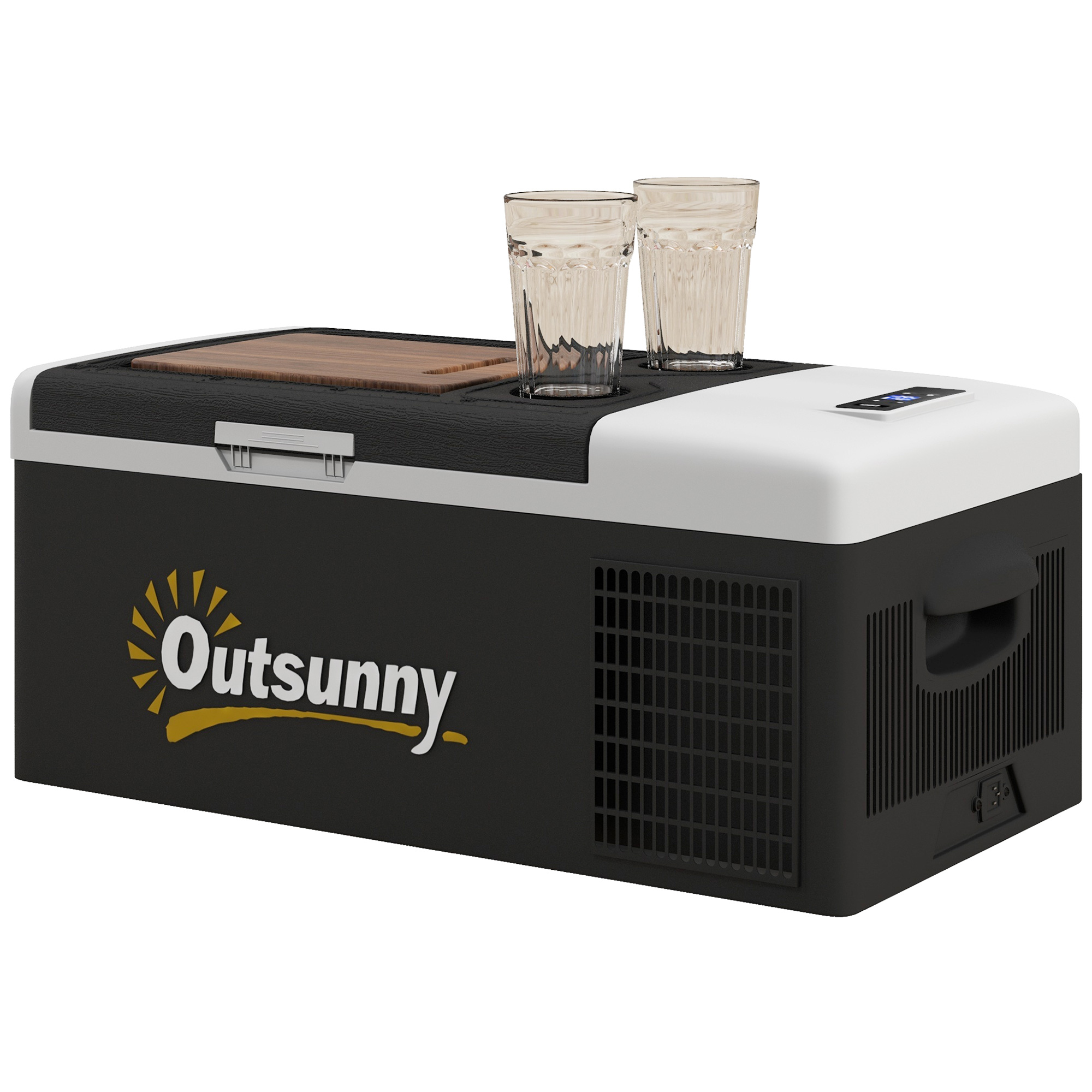 Outsunny 16L Car Fridge Freezer, Portable Car Refrigerator with 12V/24V ...