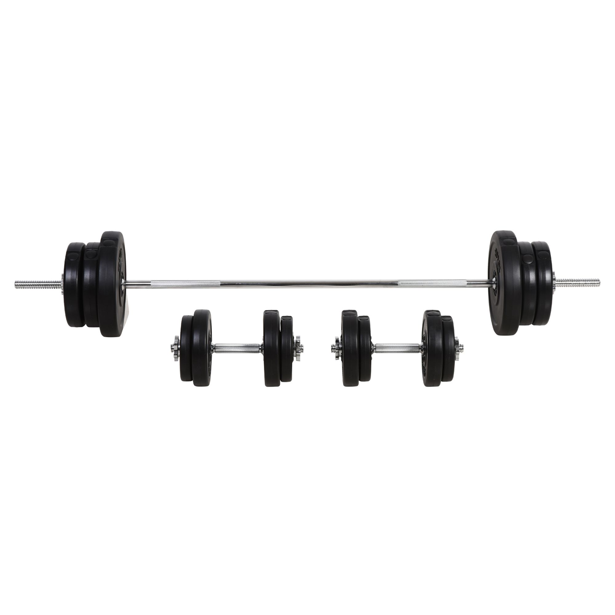HOMCOM 65kg Adjustable Barbell Weights Set, 2 in 1 Dumbbells and ...