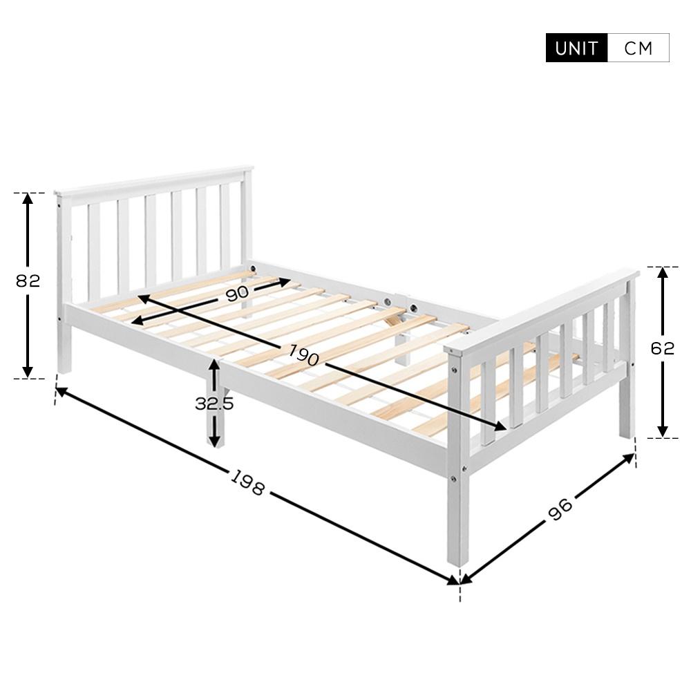 Solid Pine Wooden Single Bed Frame, White | Aosom UK