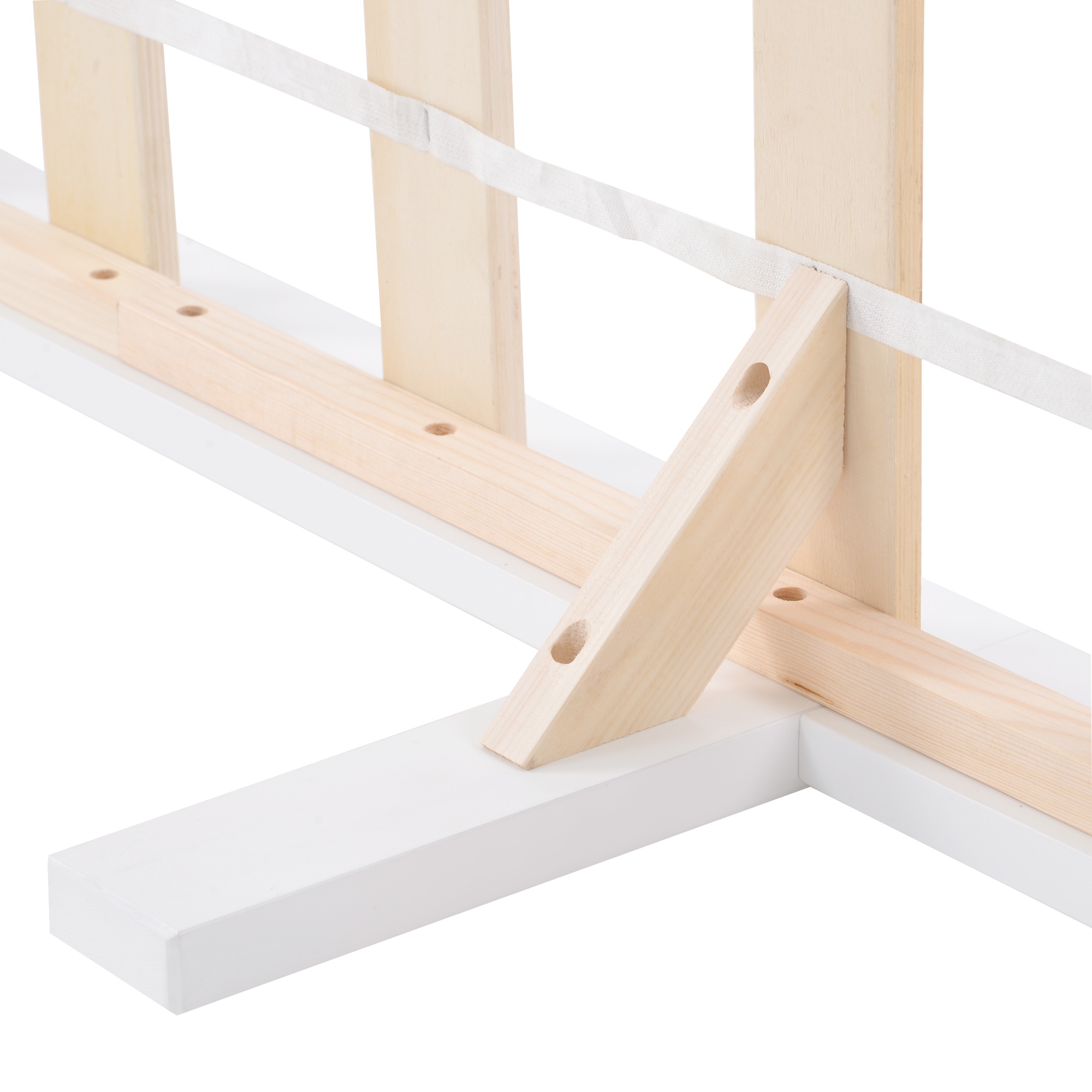 Solid Pine Wooden Single Bed Frame, White | Aosom UK