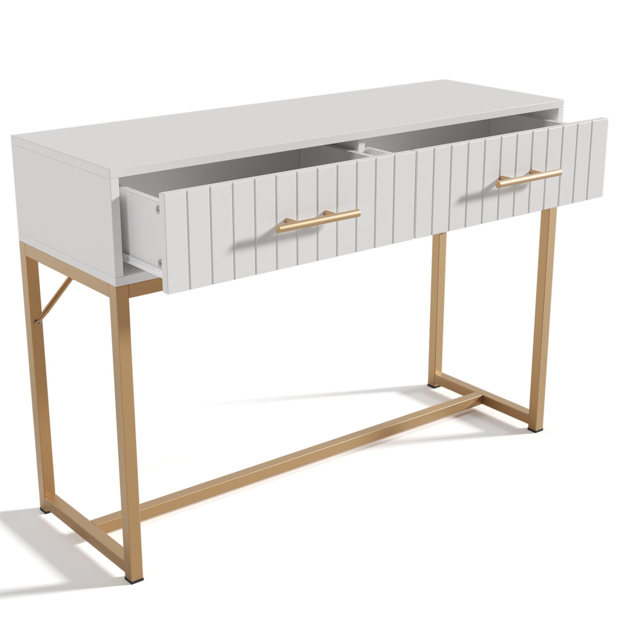 Modern Dressing Table with 2 Drawers, White | Aosom UK