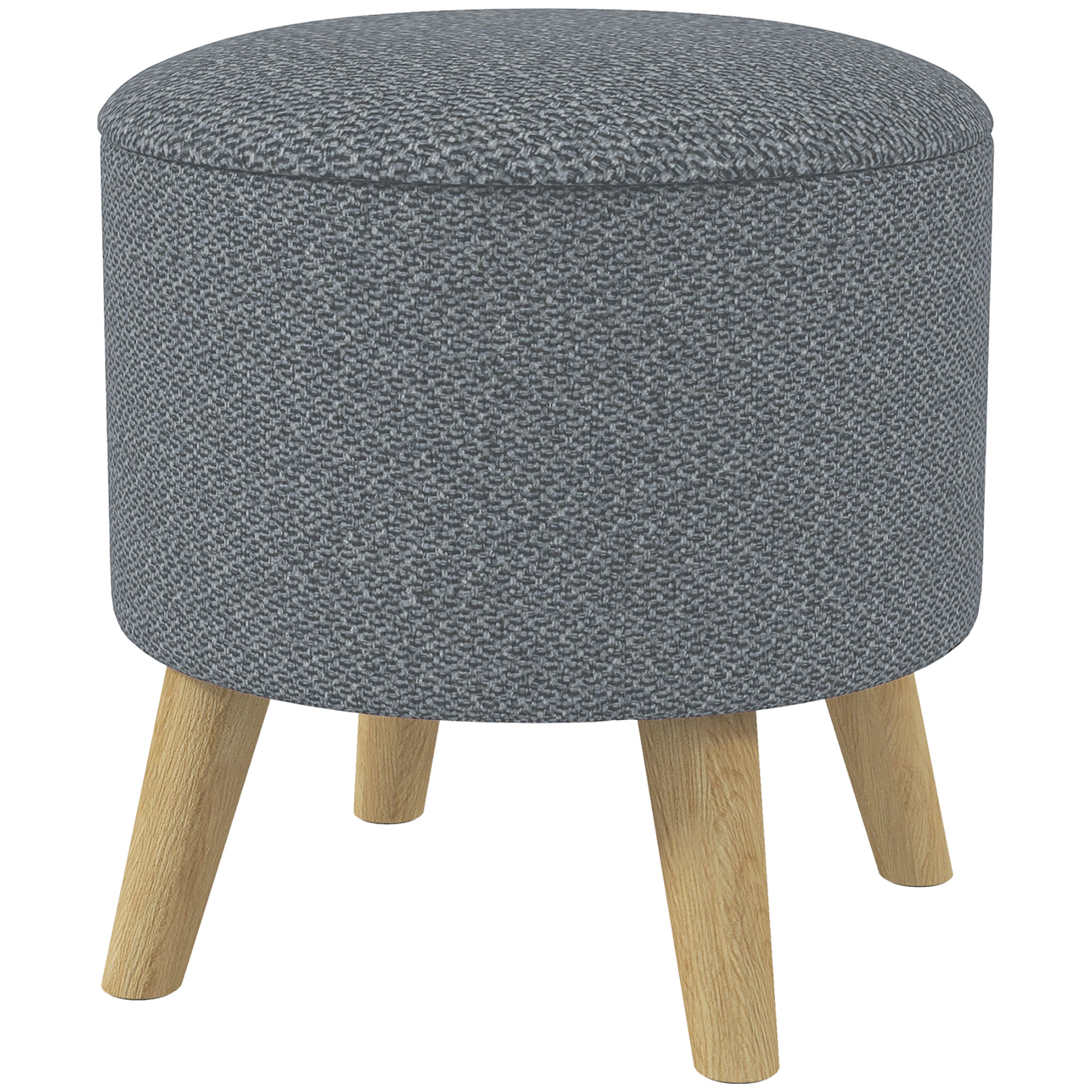 HOMCOM Pouf rond repose-pieds tabouret avec coffre de rangement pieds ...