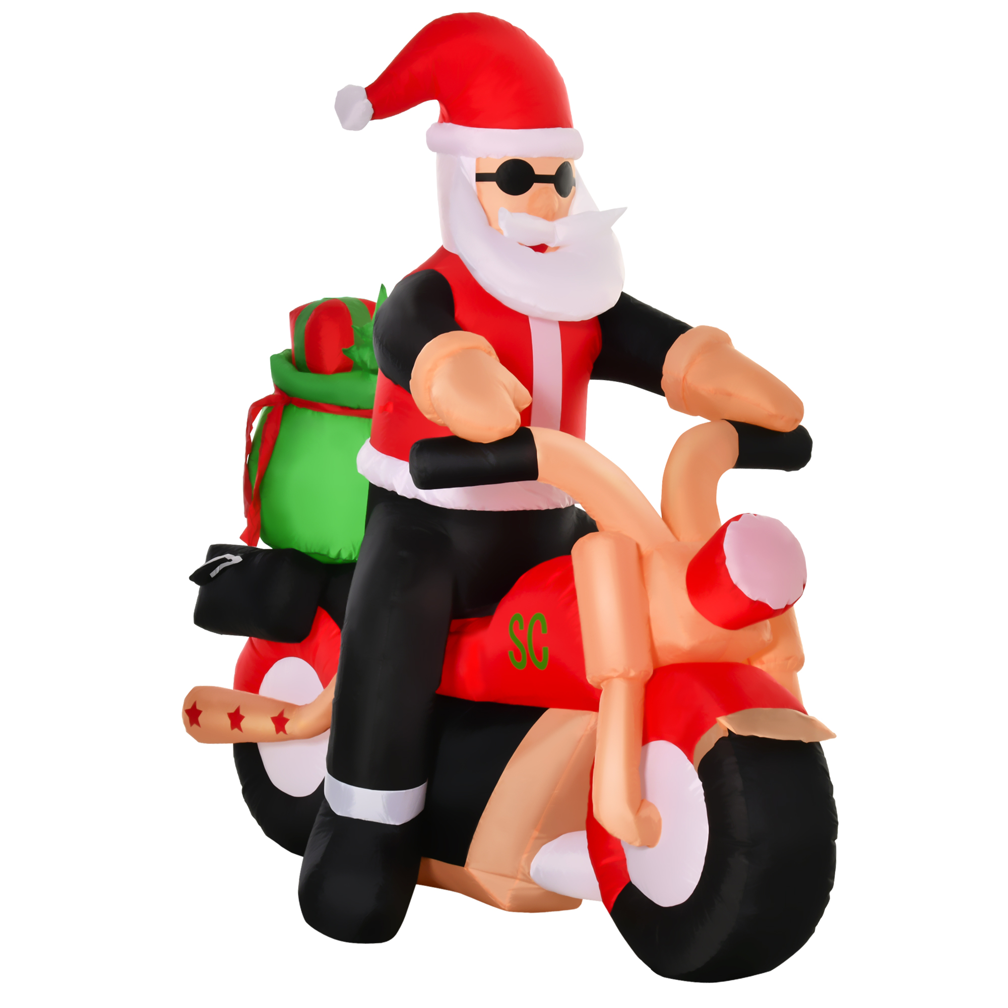 HOMCOM opblaasbare Kerstman op motor,150 cm,LED met blower ...