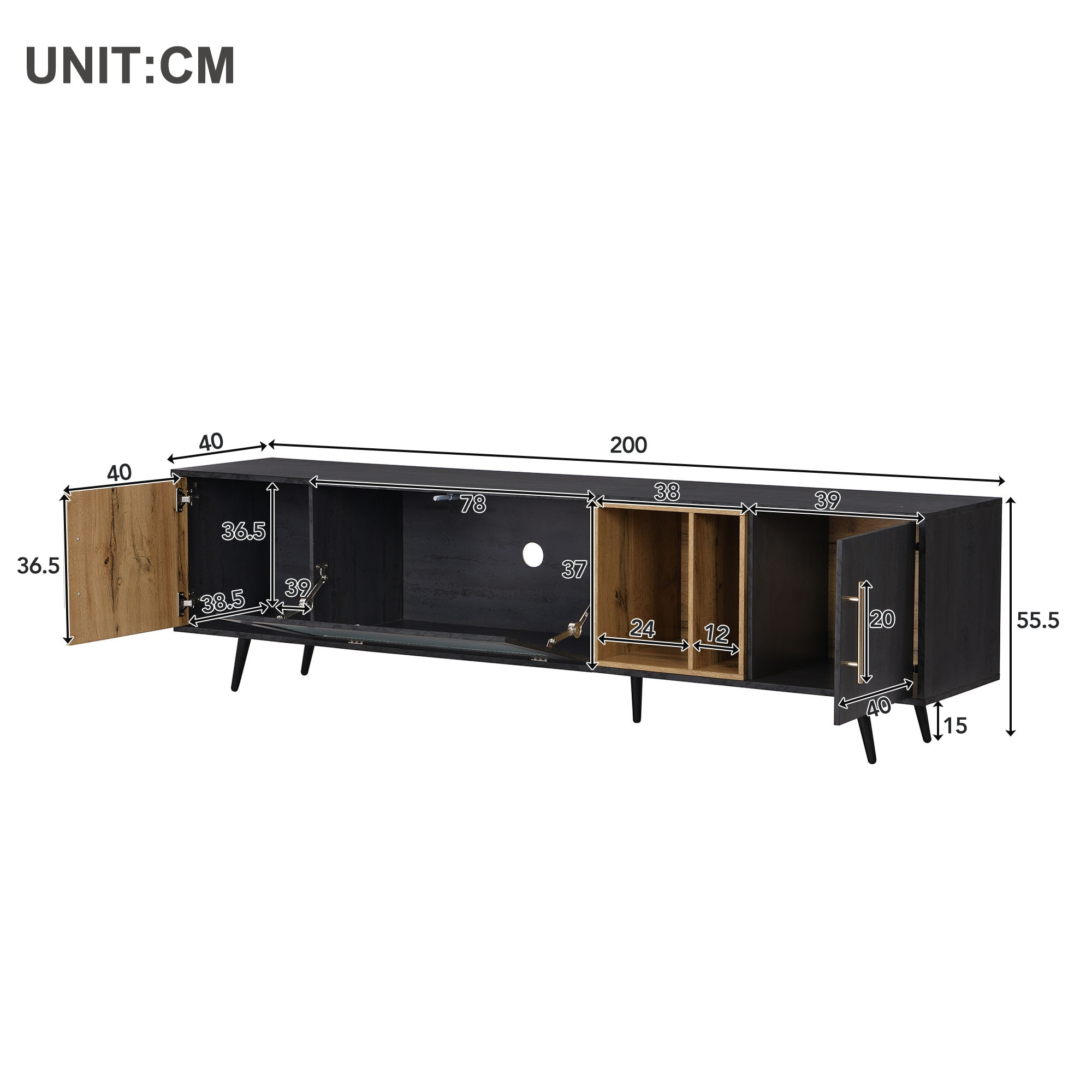 Elegant Modern TV Stand for 90-Inch TV, Grey | Aosom UK
