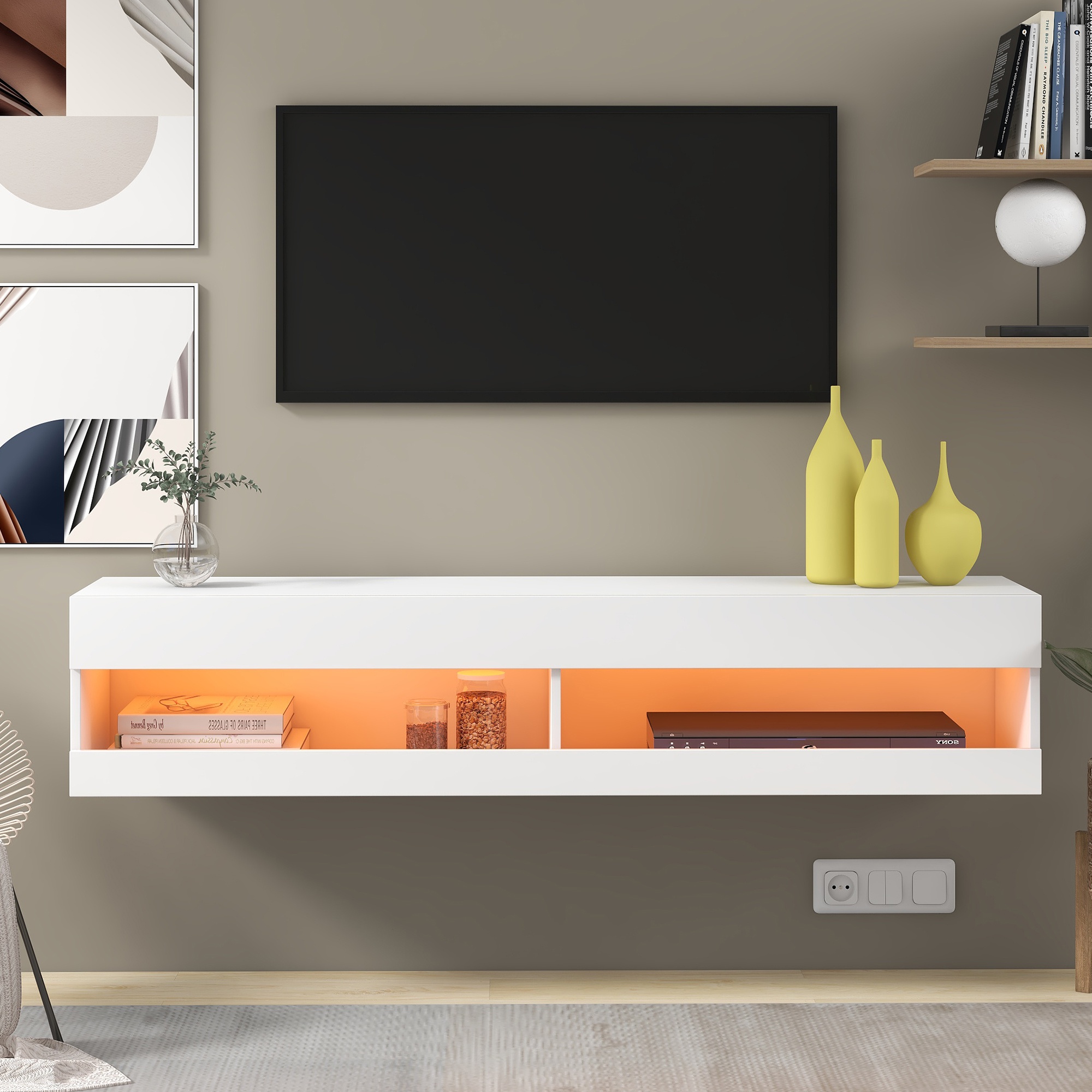 Floating console shelves store
