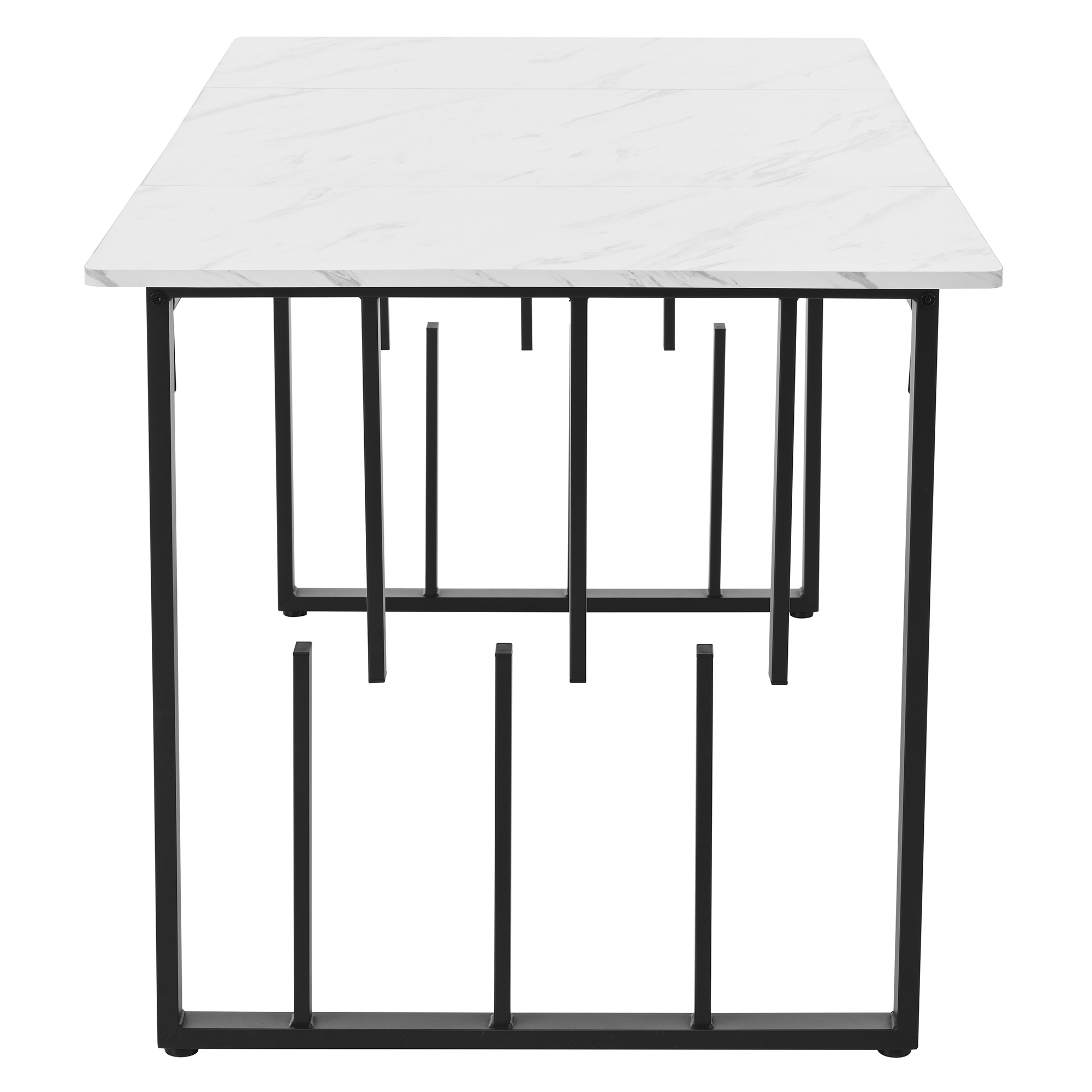 Modern Rectangular Extendable Dining Table with Iron Square Tube Legs ...