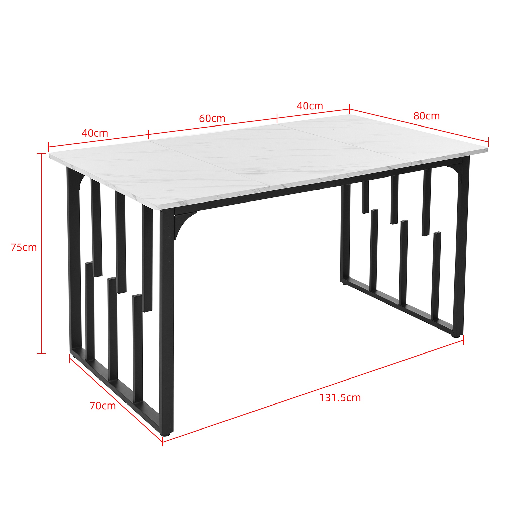 Modern Rectangular Extendable Dining Table with Iron Square Tube Legs ...