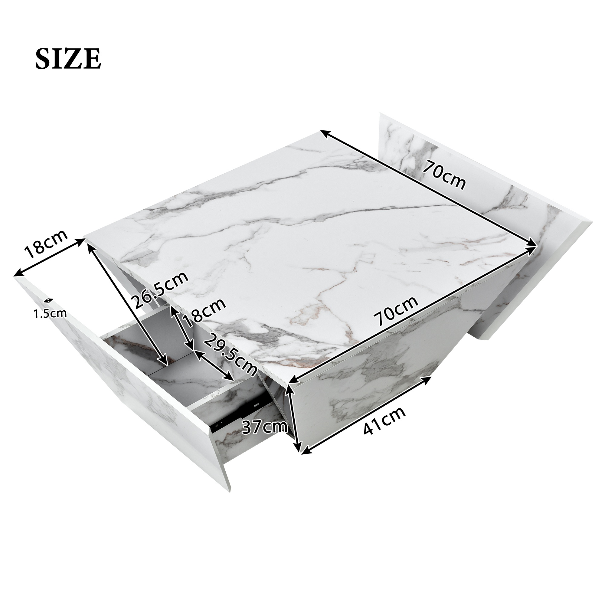 Table Basse Moderne Trapézoïdale en MDF avec Finition Marbre, Blanc ...