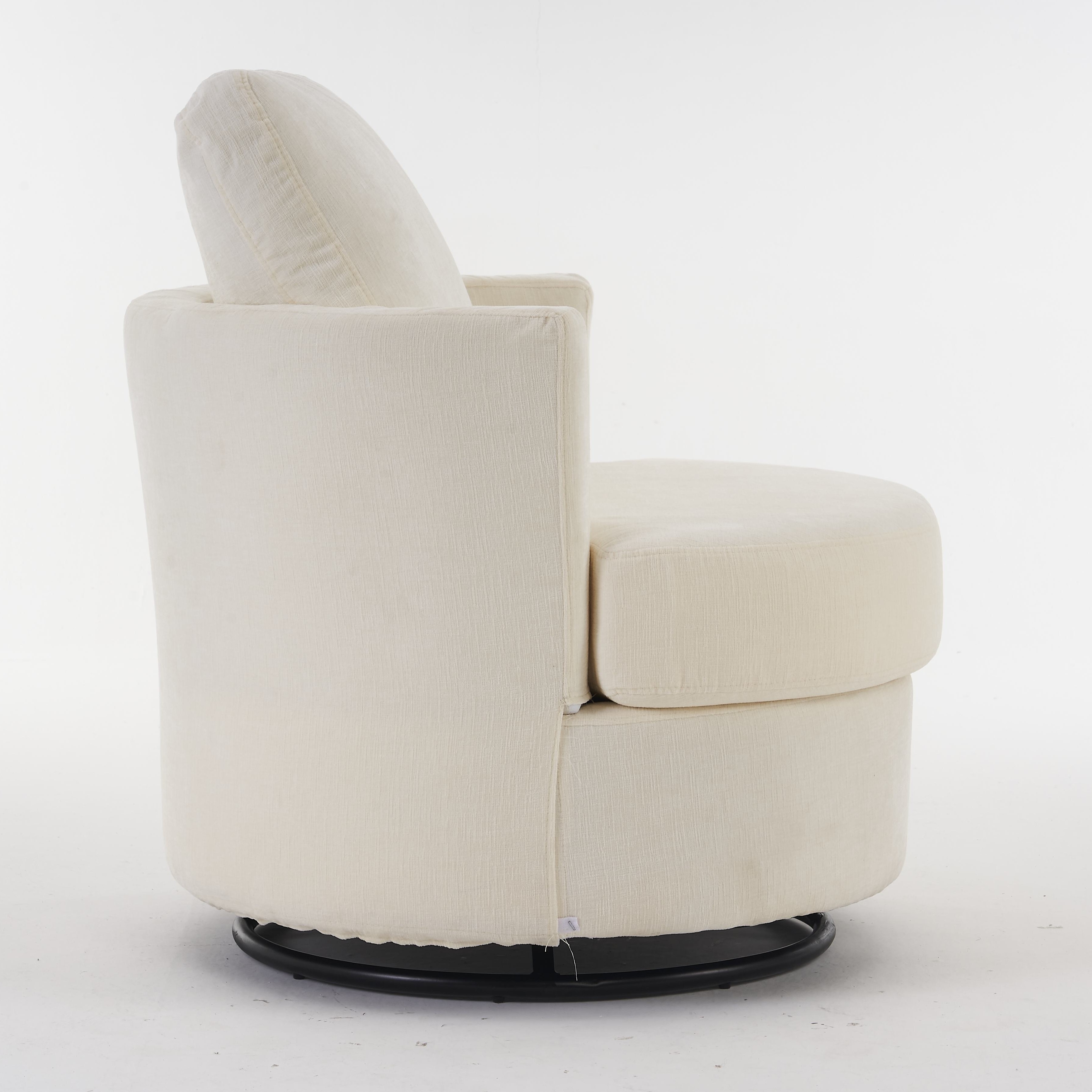 Chenille Swivel Recliner with Back Cushion, Ivory