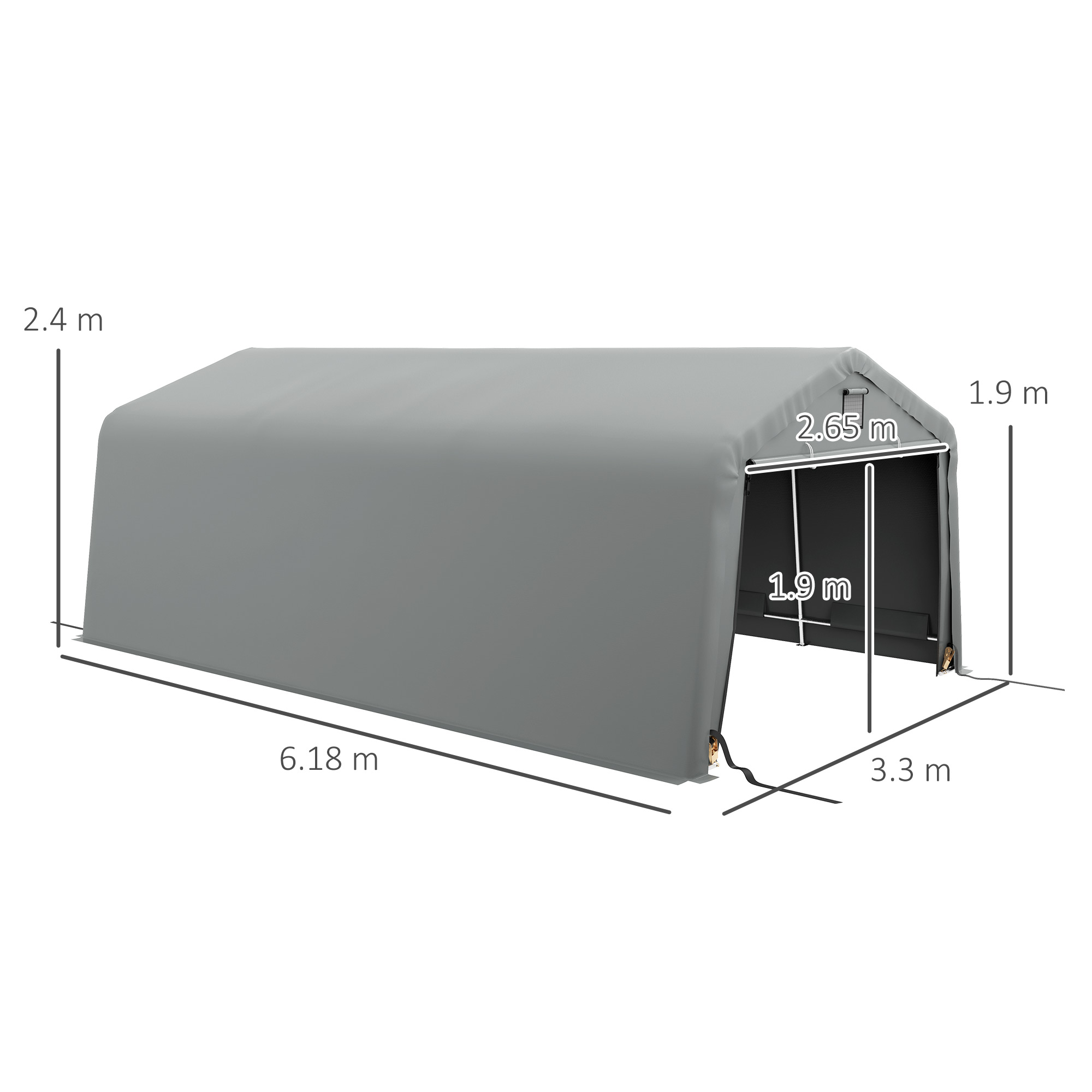 Outsunny Carport 3,3×6,2 m – Garaj Portabil cu Copertina | Aosom Romania