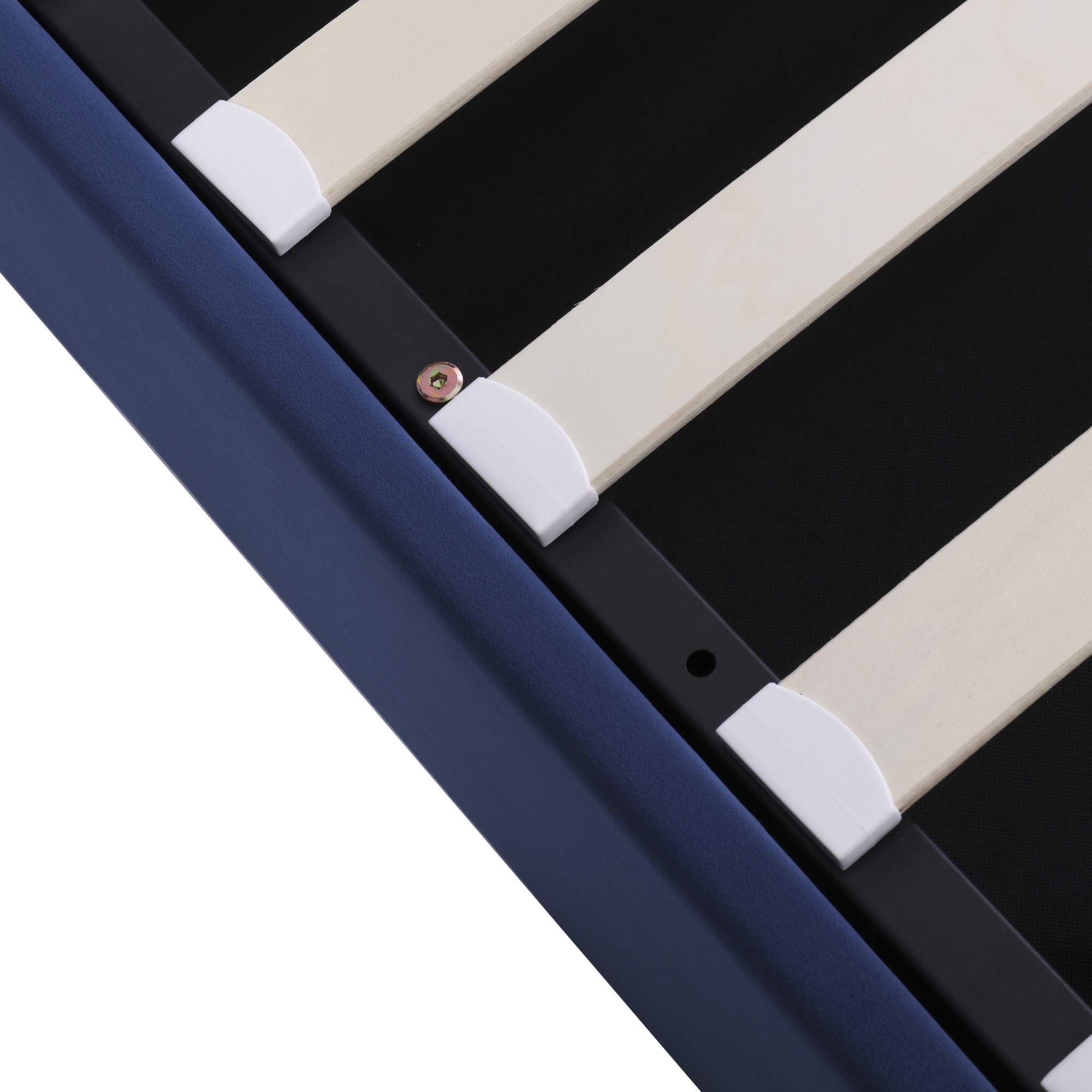 Upholstered Double Bed with Hydraulic Lever, Blue | Aosom UK