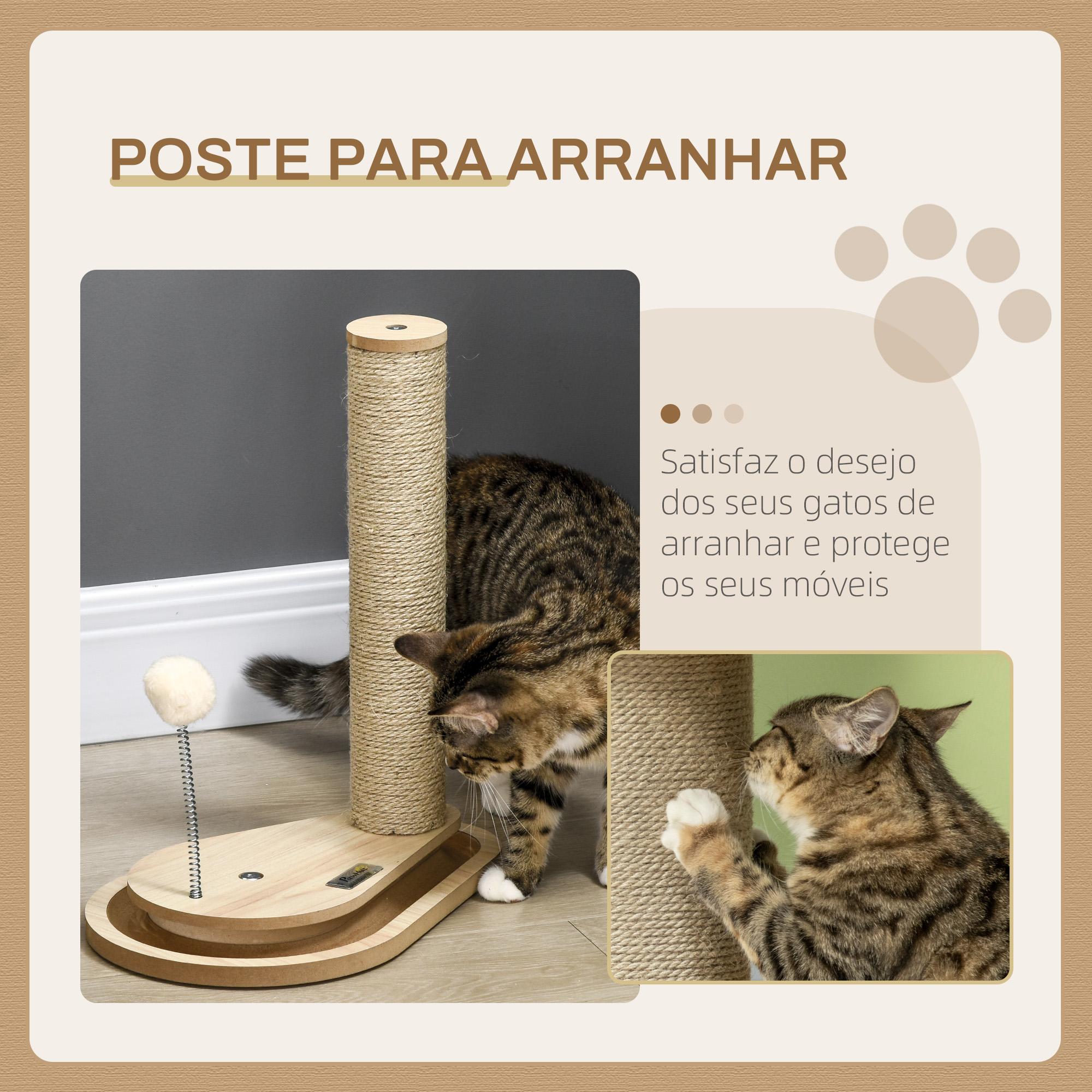 PawHut Arranhador para Gatos 40 cm Torre para Gatos com Poste de ...