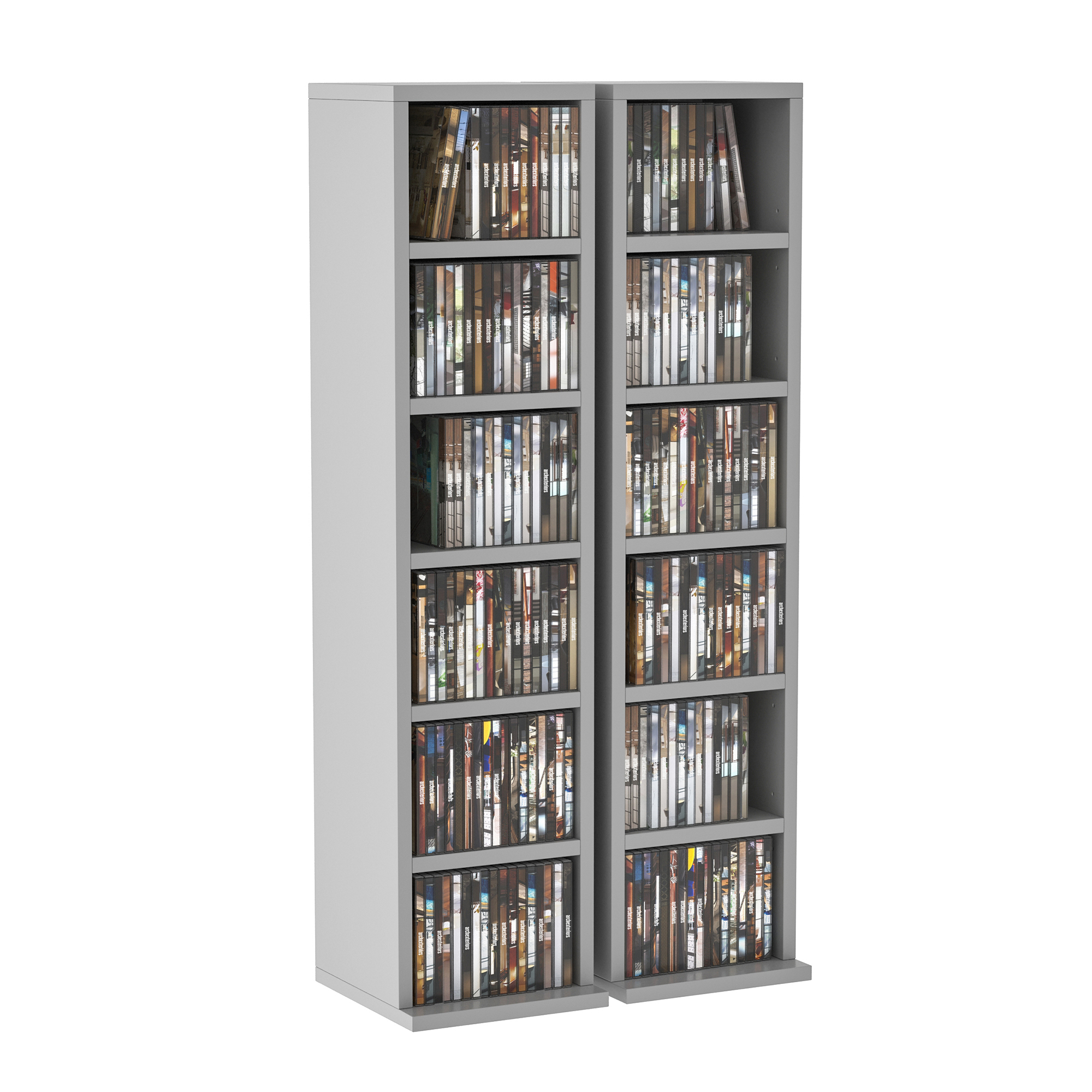 HOMCOM Set of 2 CD Media Display Shelf Unit Tower Rack w/ Adjustable ...