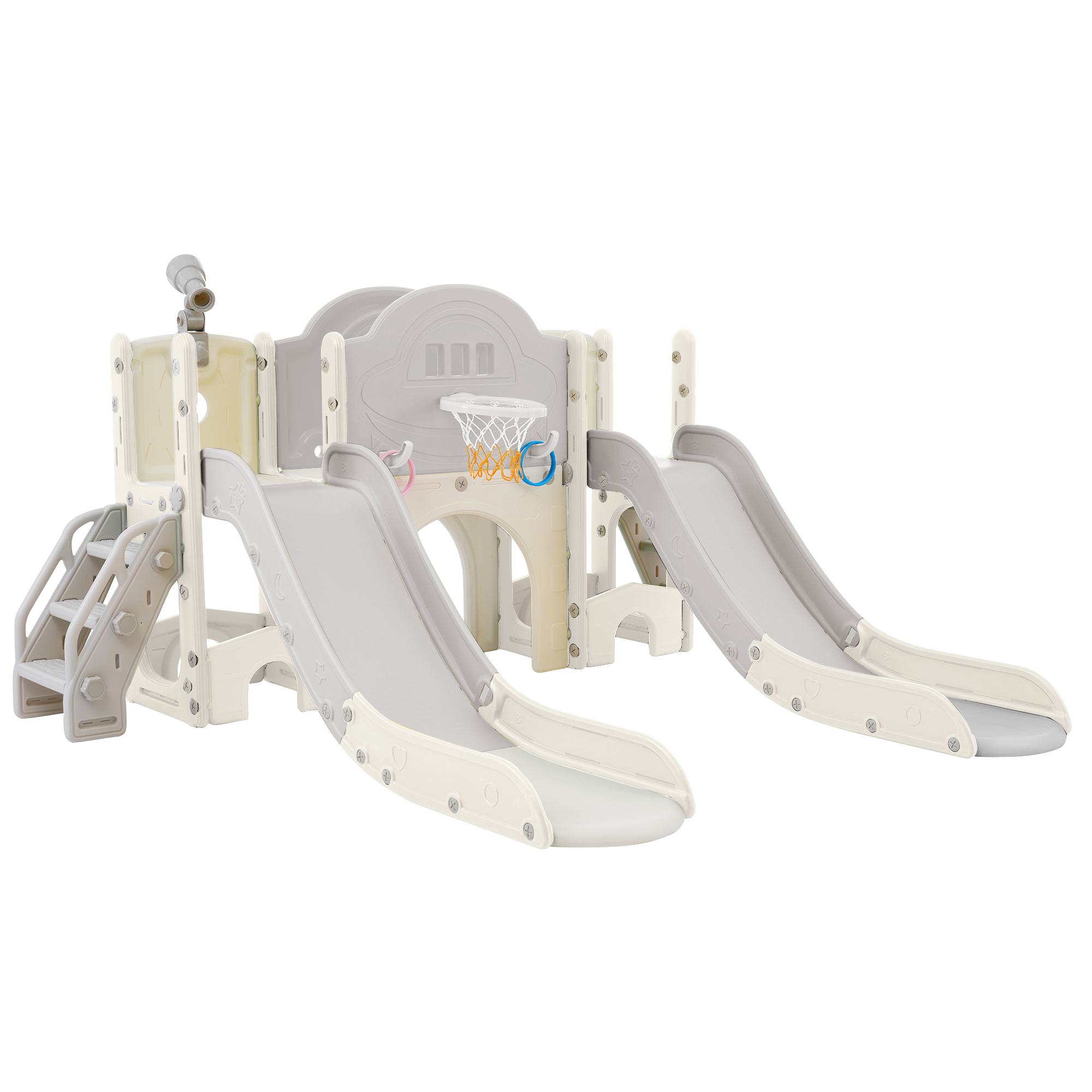 Tobogán multifunción 8-en-1 para niños, Gris+Blanco | Aosom España