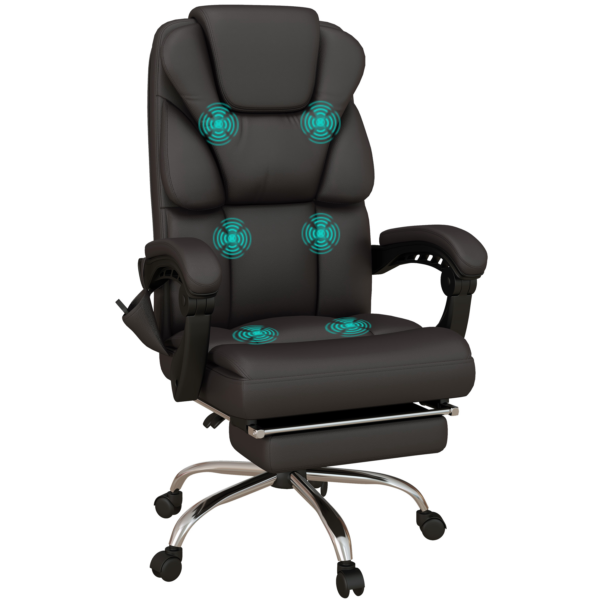 Vinsetto Cadeira de Escritório com 6 Pontos de Massagem Reclinável de PU com Controlo Remoto e ...
