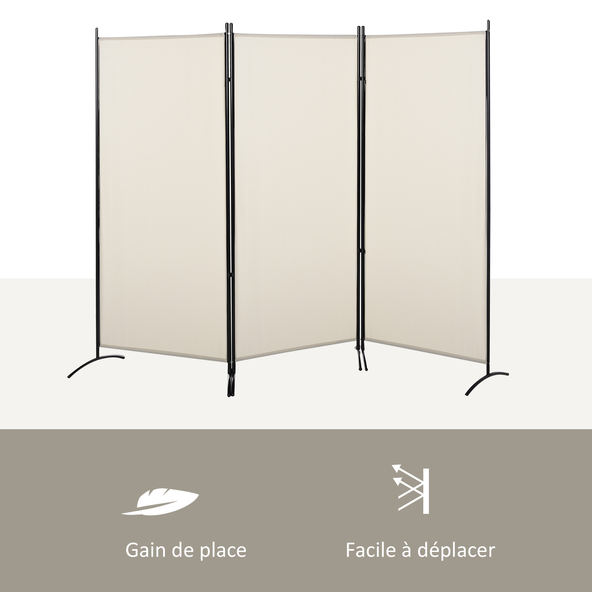 HOMCOM Paravent 3 Paneele Abmessungen 2,53L x 0,5B x 1,82H m Seitlicher ...