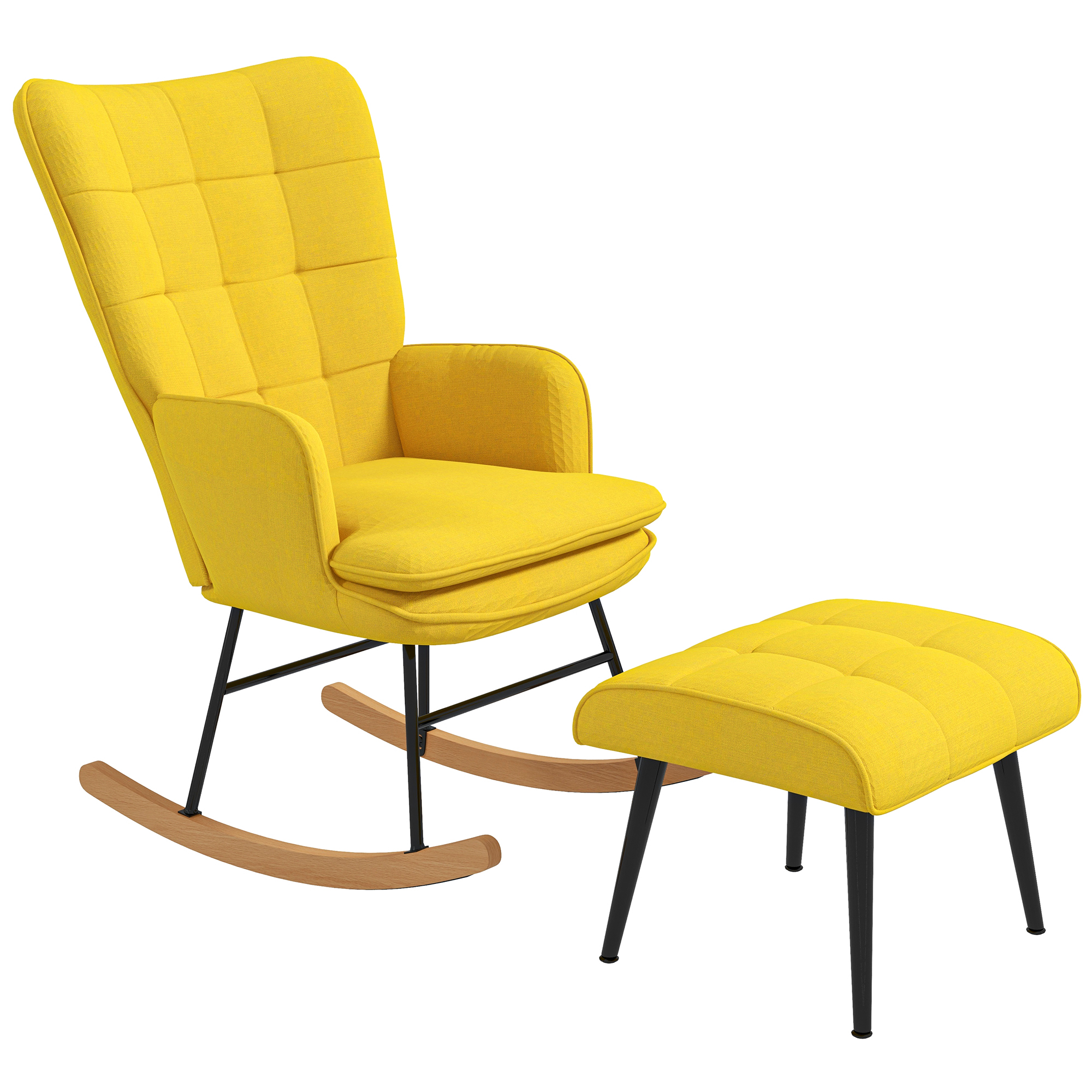 HOMCOM Rocking-chair avec Repose-Pied en Design Scandinave Rocking ...