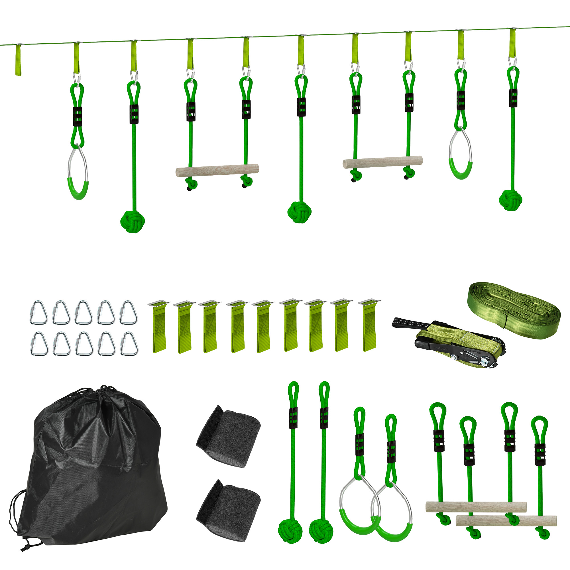 AIYAPLAY 3 Piece Kids Zip Line Kit for Garden, 10m Kids Slackline Kit ...