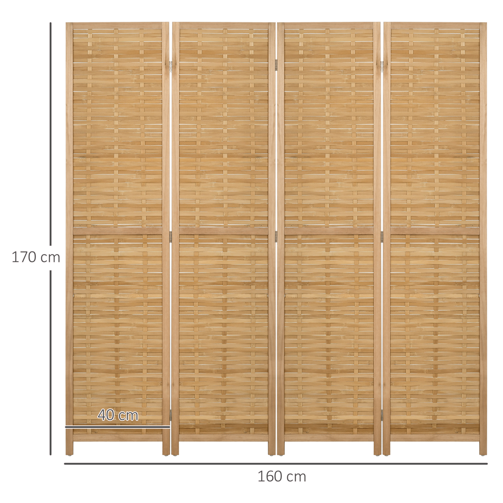 HOMCOM 4-teiliger Raumteiler, 160 x 170 cm Faltbarer Sichtschutz aus ...