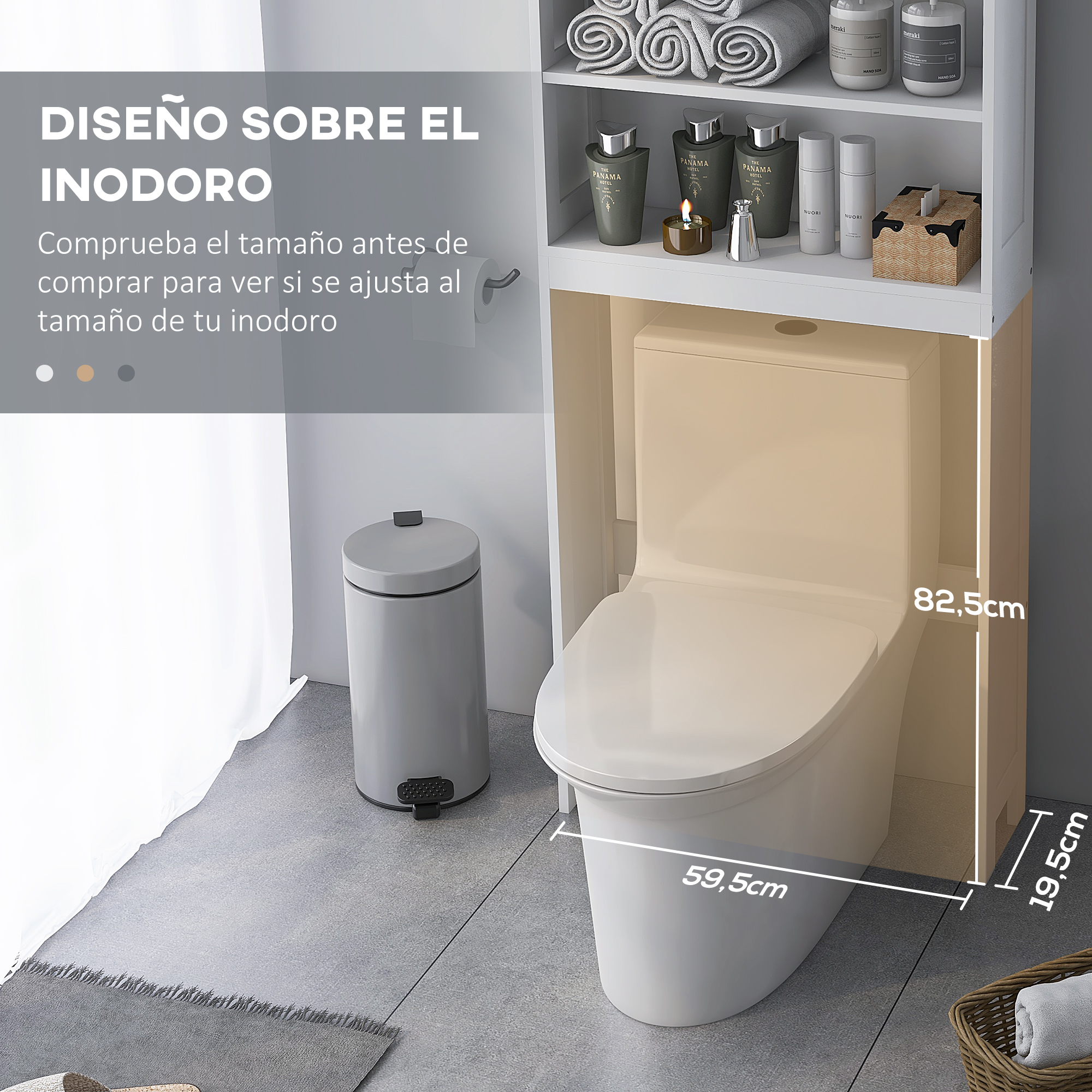 kleankin Mueble sobre Inodoro con 2 Puertas Estantes Abiertos y Estante ...